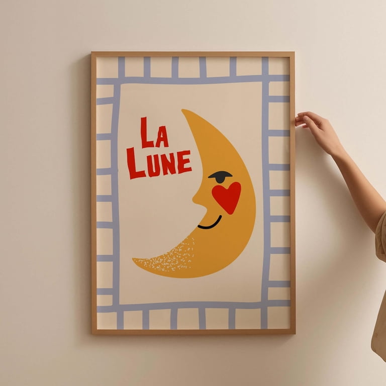 La Lune Wall Art Print, Boho Crescent Moon French Danish Pastel Nursery ...