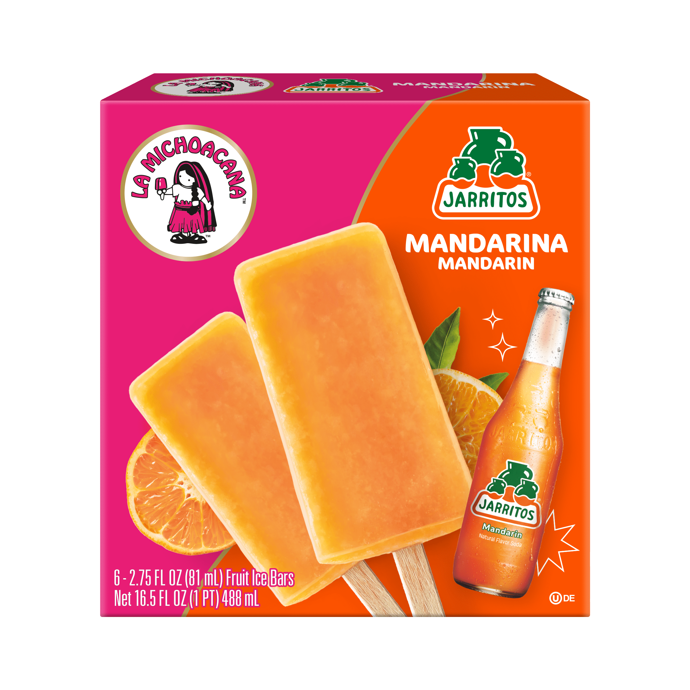 La Michoacana Jarritos Mandarin Fruit Ice Pops 6 Bars 16.5 fl oz ...