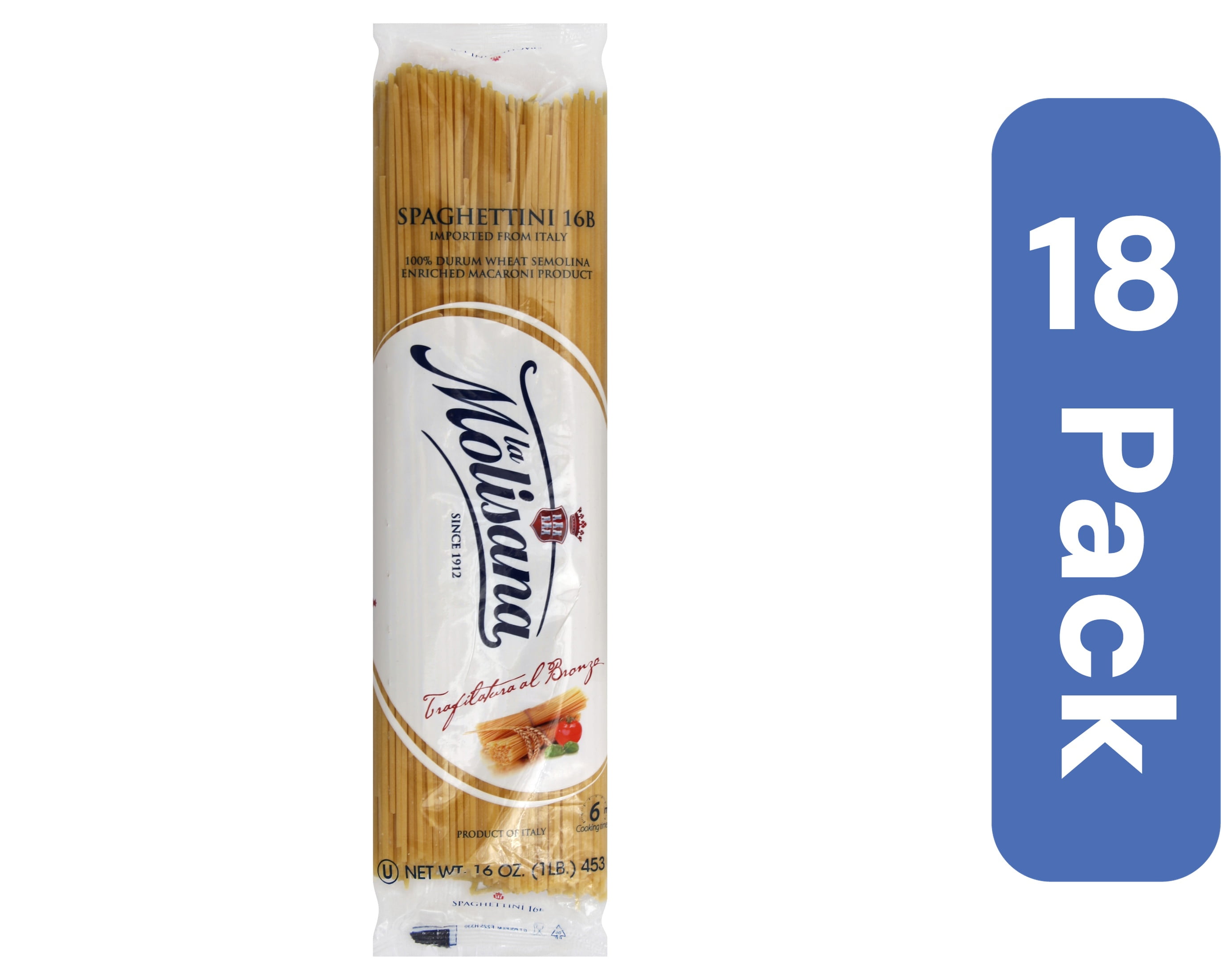 La Molisana Spaghettini Bronzo Pasta 16 oz (Pack Of 18) - Walmart.com