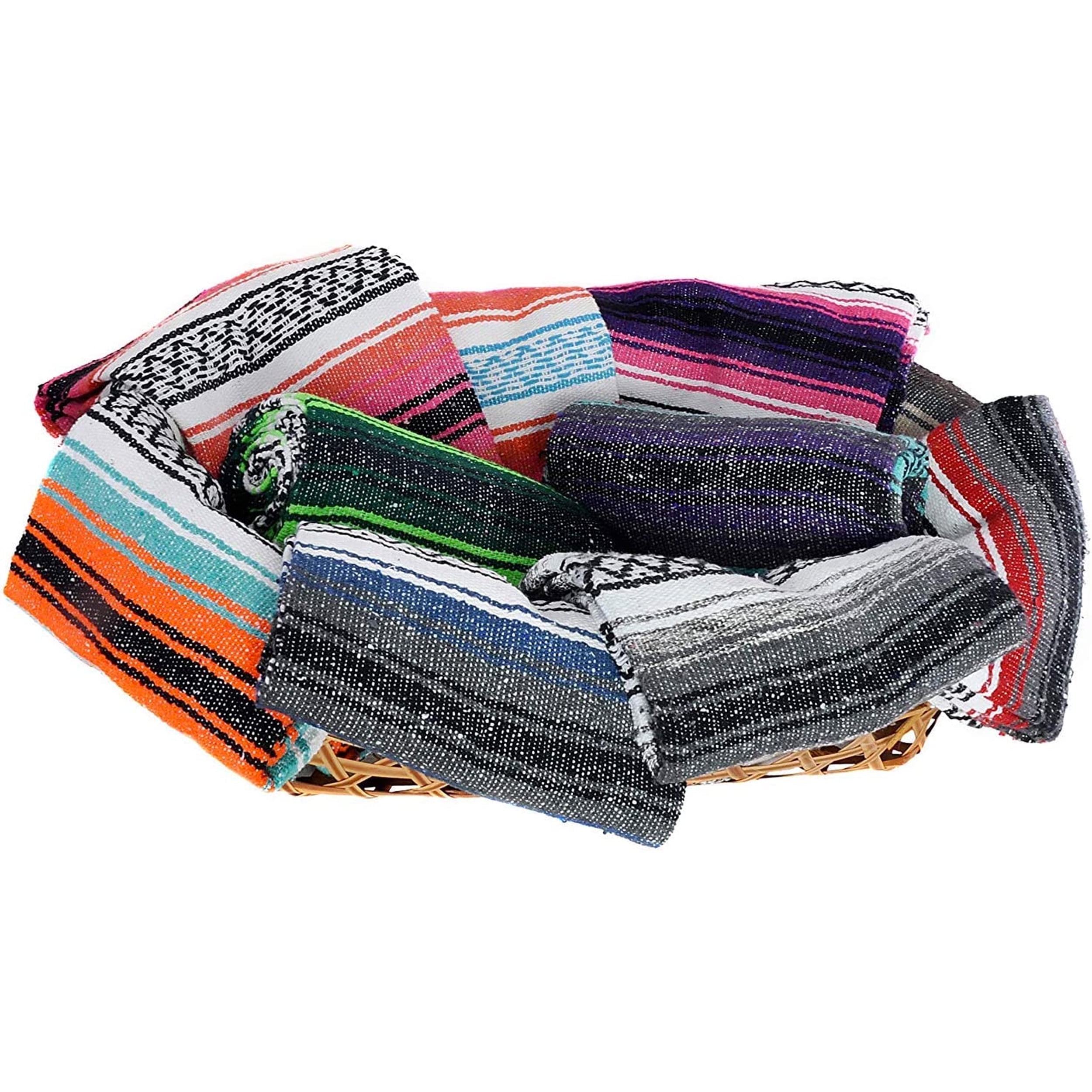 "La Montana 10 Pack Recycled Fiber Mexican Blankets, 74"" x 50"", Yoga ...