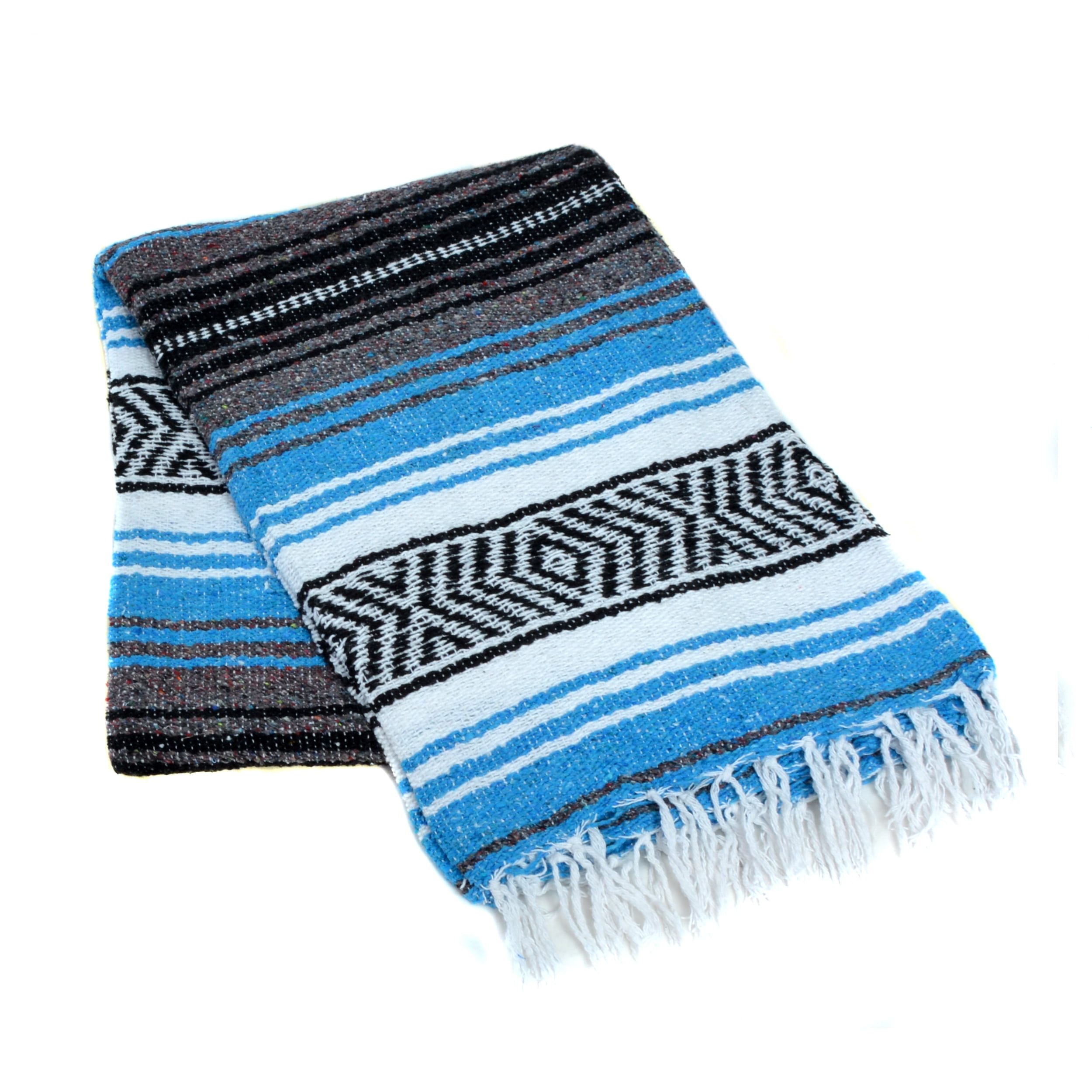 La Montana 10 Pack Mexican Blankets, 74" x 50" Yoga Blankets, Turquoise ...