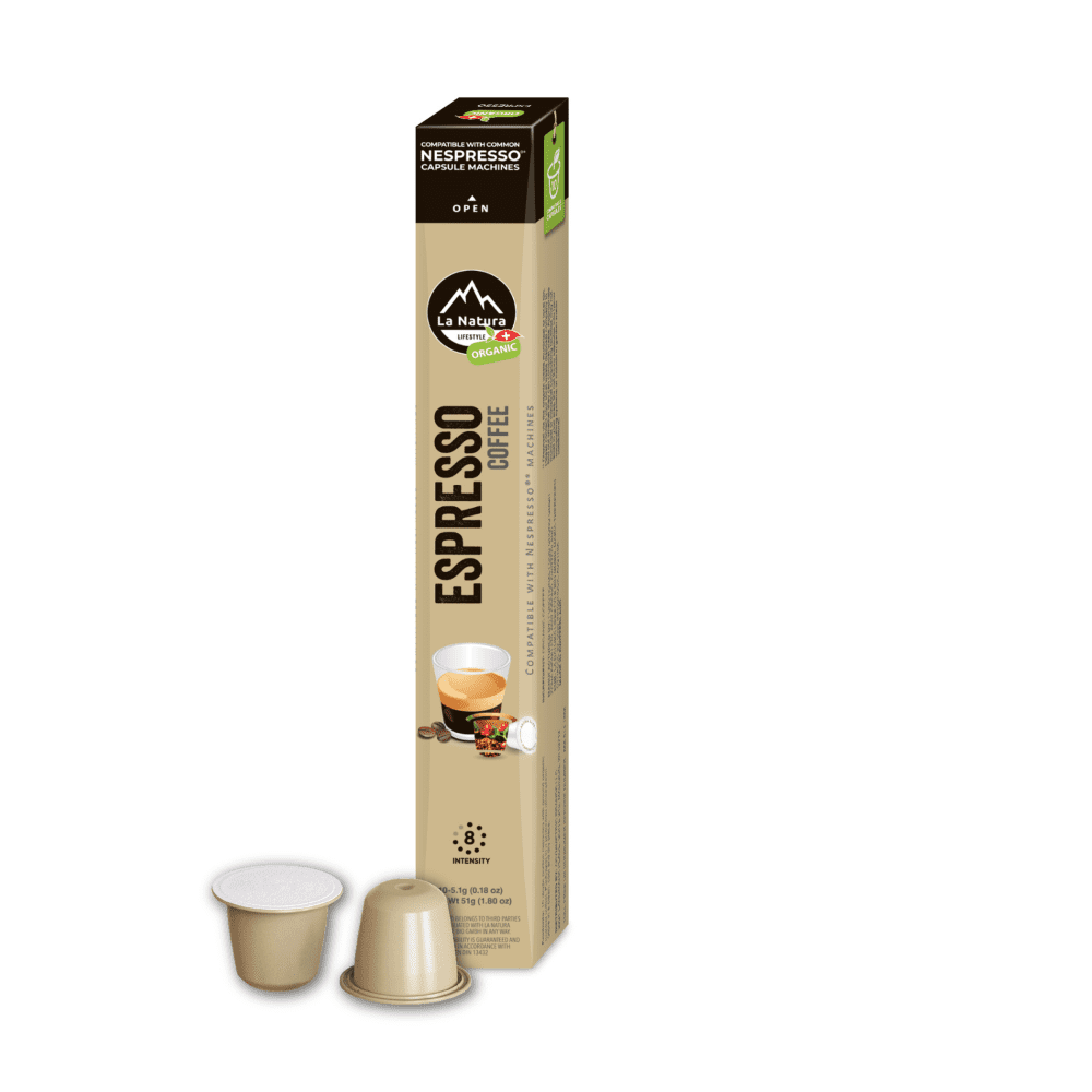 La Natura Organic Espresso Coffee Pods, Dark Roast Arabica for ...
