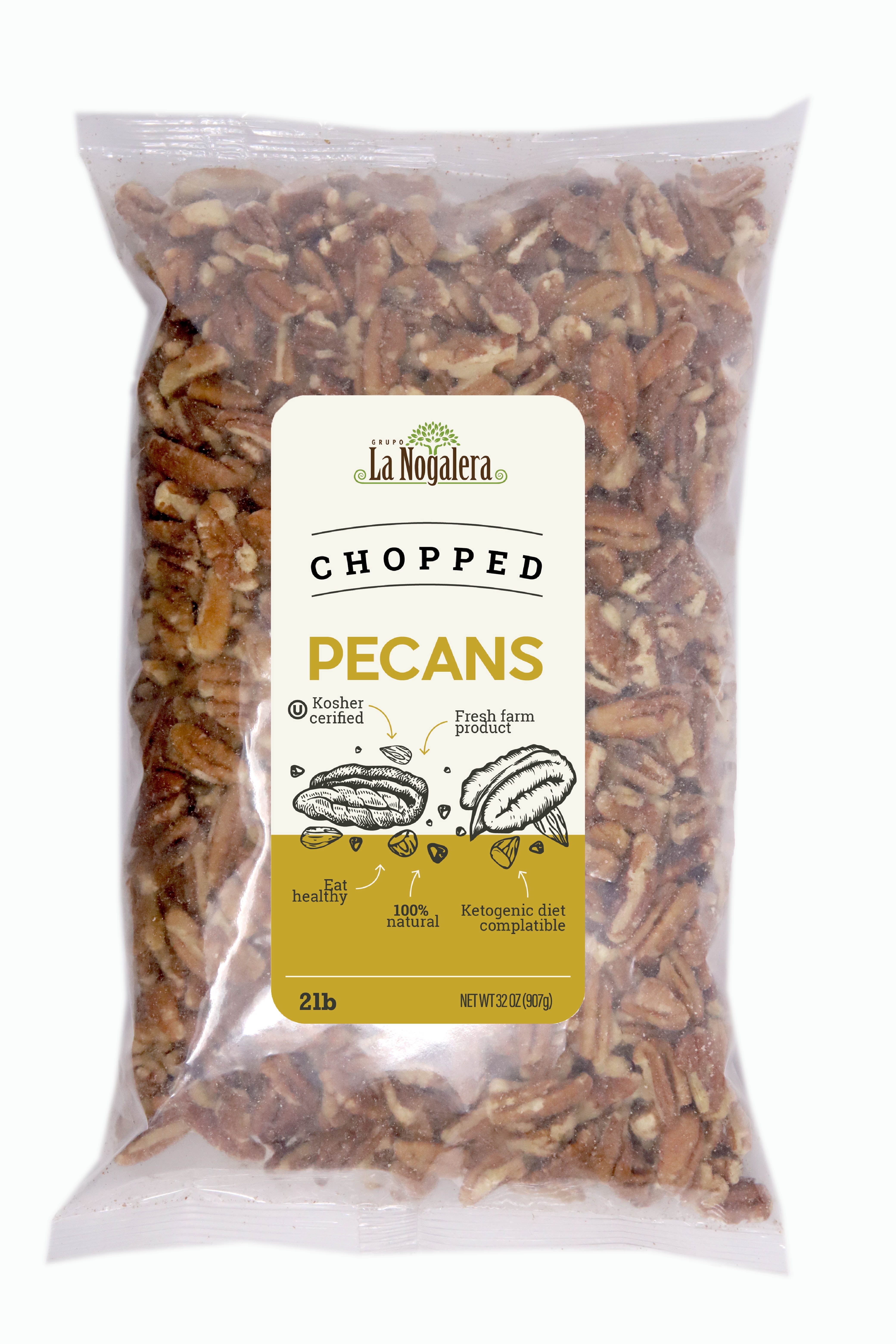 La Nogalera - 2 lbs Chopped shelled pecans. Raw pecan nuts that compare ...
