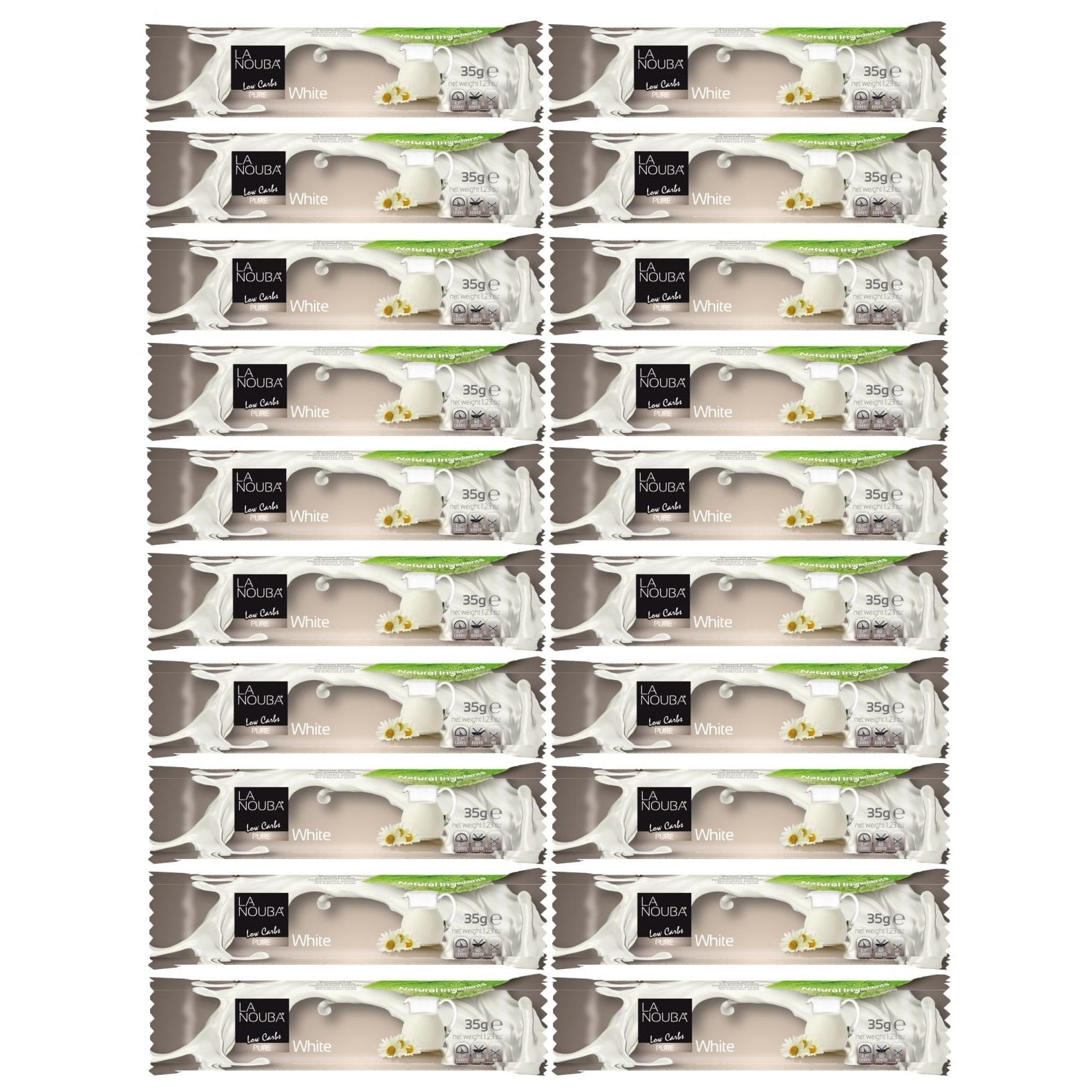 La Nouba Low Carb Belgian Chocolate Bar (20 Bars) Flavor: White ...