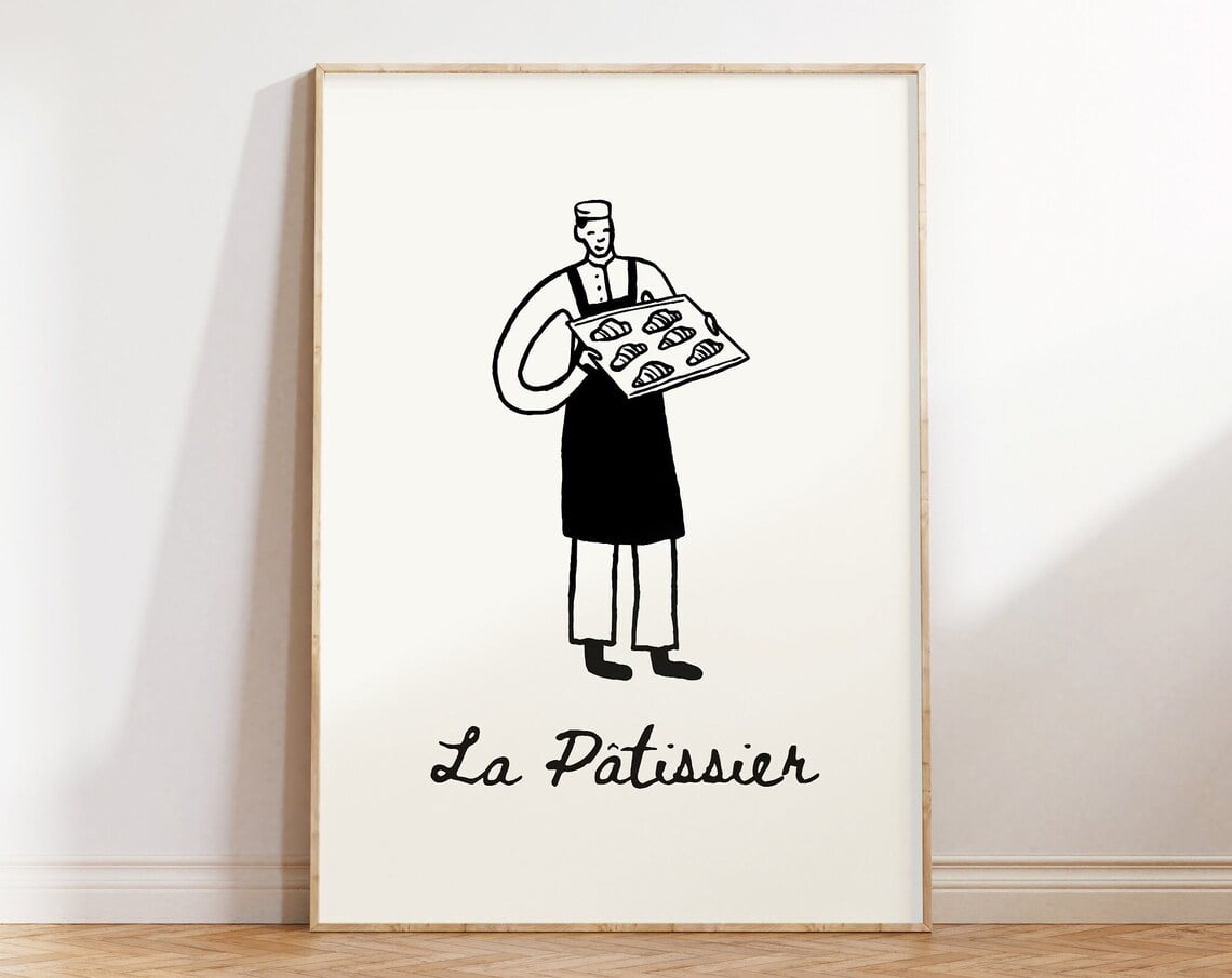La Pâtissier Print, Cute Pasty Chef Poster, Trendy Kitchen Wall Art ...