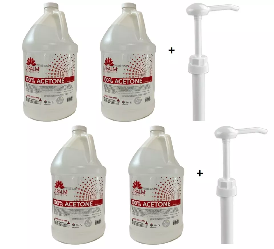 La Palm 100% Pure Acetone 128oz/ 4 gallons + 2 Pump Dispensers ...