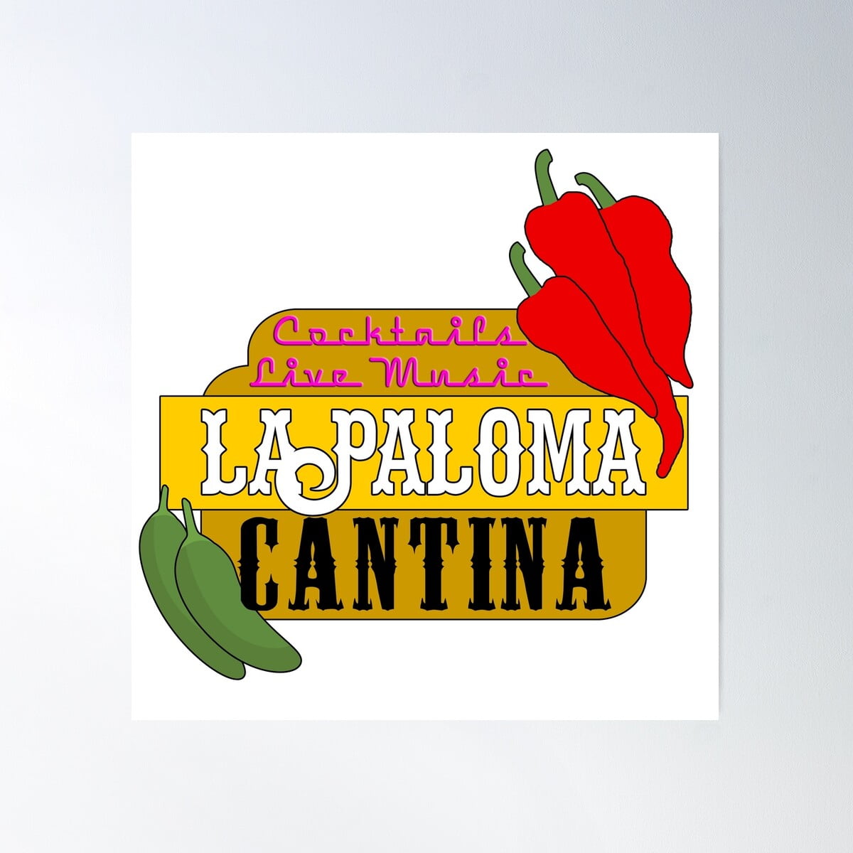 La Paloma Cantina Poster Wall Art, Modern Wall Decor For Living Room ...
