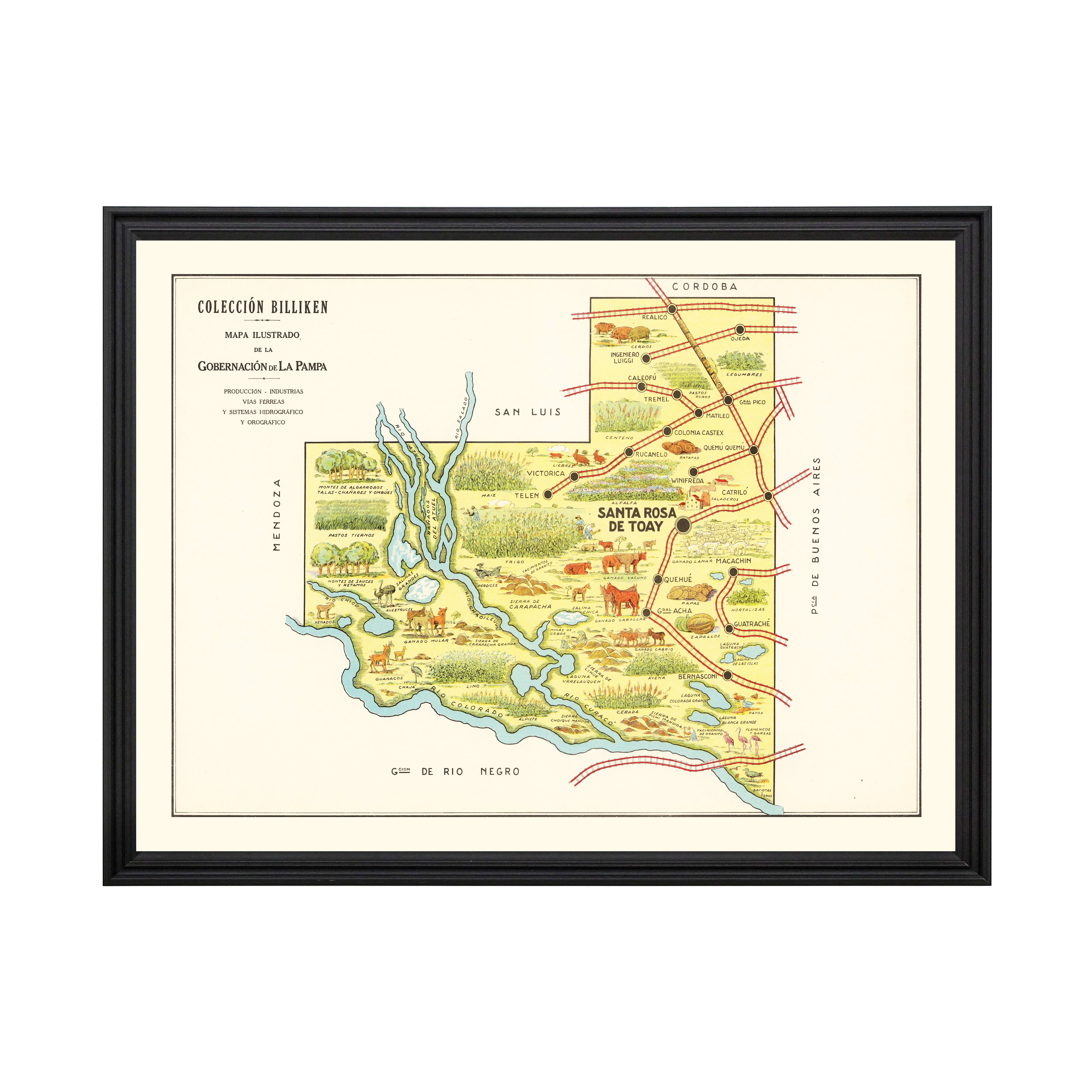La Pampa Argentina Art, 1933 Vintage Map of La Pampa Argentina History ...