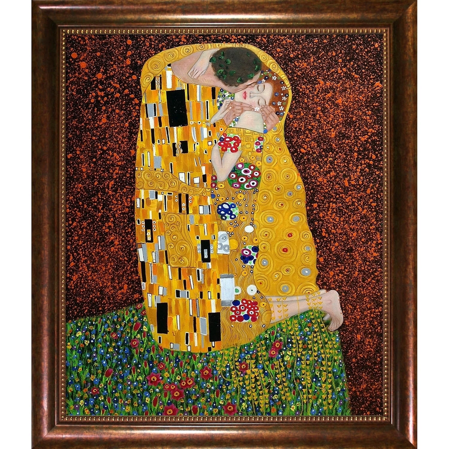 La Pastiche Gustav Klimt 'The Kiss (Full View)' Hand Painted Oil ...