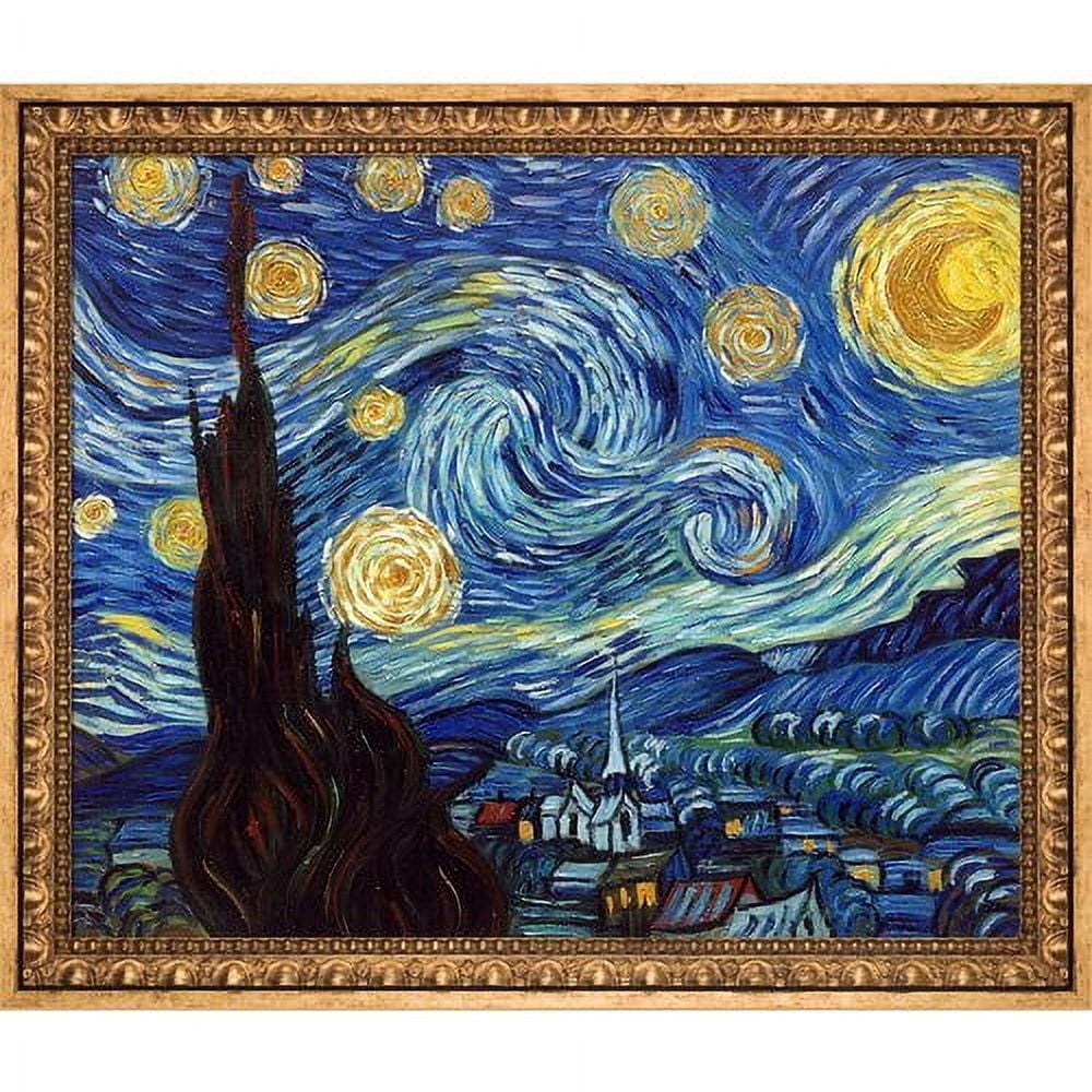 La Pastiche 'Starry Night' by Vincent Van Gogh Framed Hand Painted Oil ...