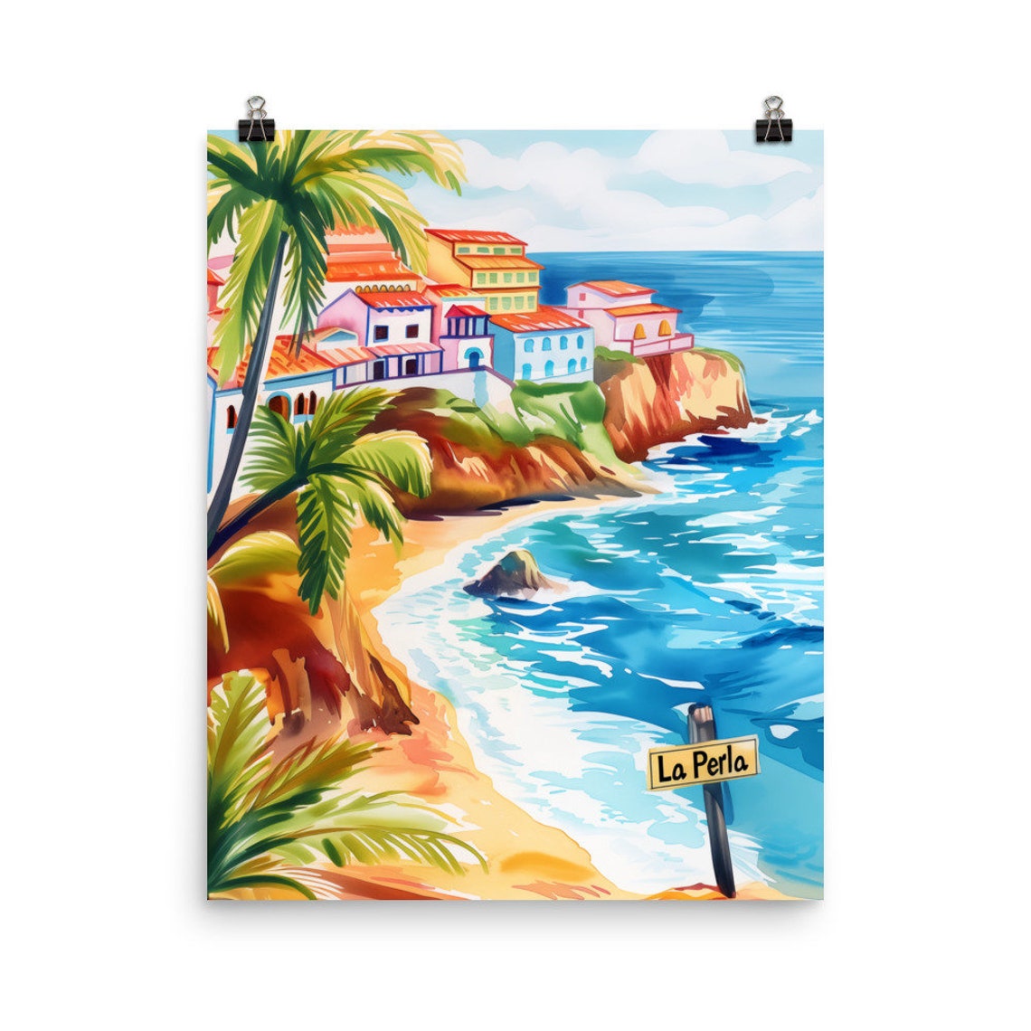 La Perla Print, Puerto Rico Coastal Art, Caribbean Island Tropical ...