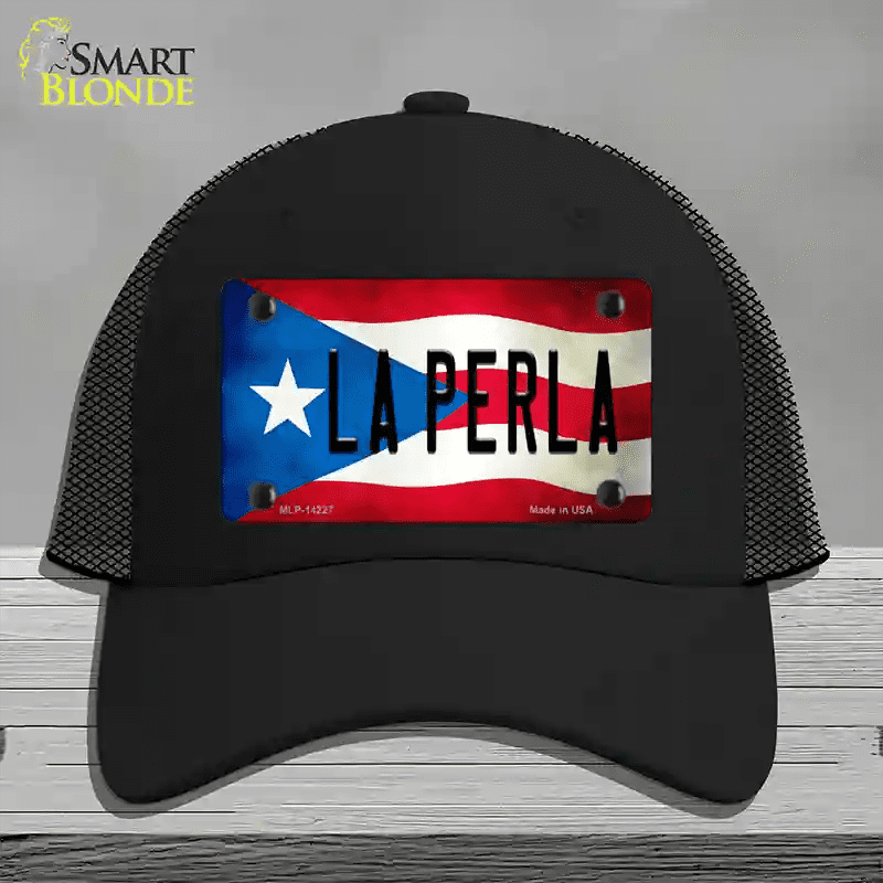 La Perla Puerto Rico Flag Novelty License Plate Hat Mesh Black ...