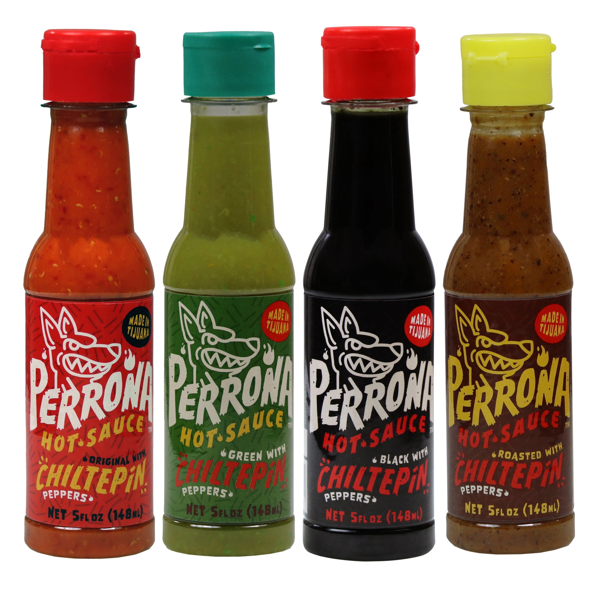 La Perrona Hot Sauce Variety | Chiltepin, Roasted, Green and Negra | 5 ...