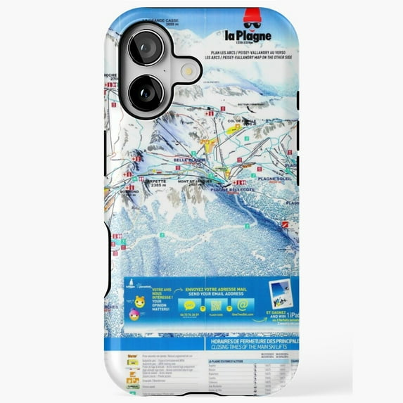 La Plagne Ski Area Map Alpine Trail Graphic iPhone Case 17 11 12 13 14 ...