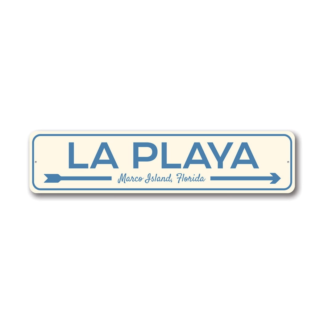 La Playa Beach Arrow Sign, Beach House Aluminum Metal Decor Sign - 4x18 ...