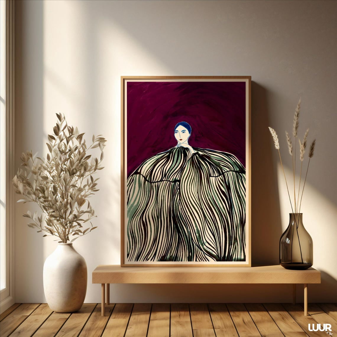 La Poire Ruby Coat Abstract Portrait Wall Art, Unframed Canvas Size ...