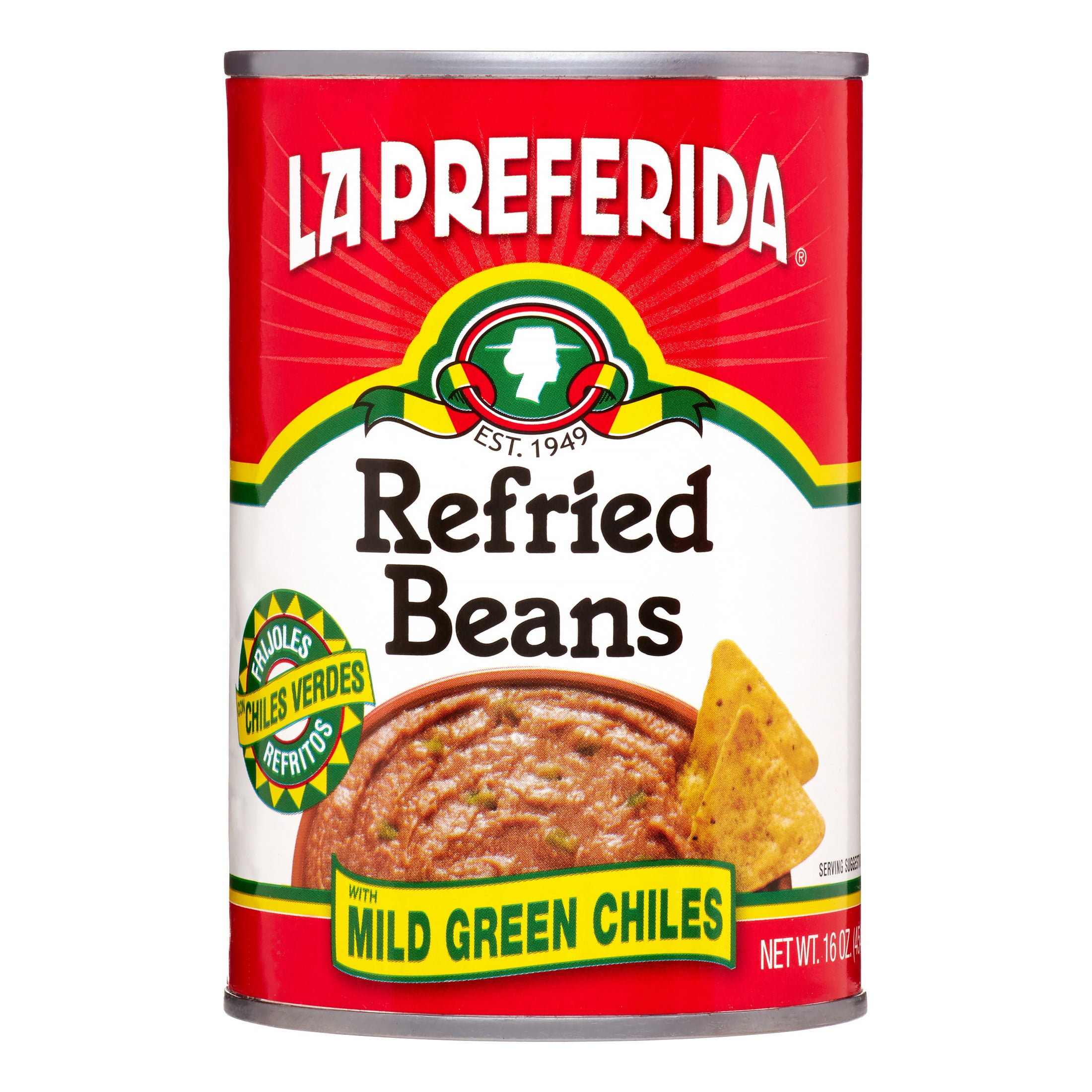 La Preferida Brand Refried Beans With Mild Green Chili, 16 Oz - Walmart.com