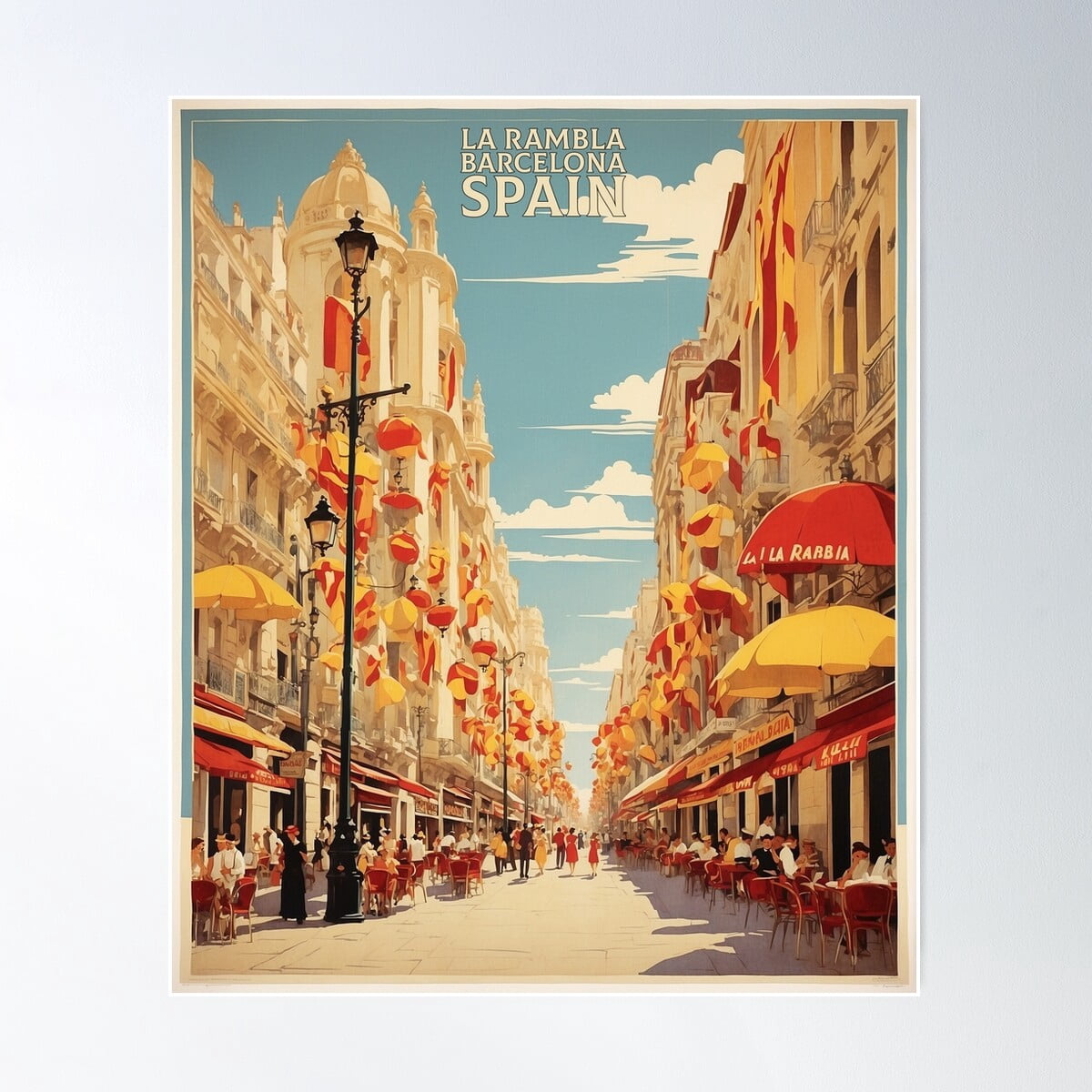 La Rambla Barcelona Spain Tourism Vintage Poster 3 Poster Wall Art ...