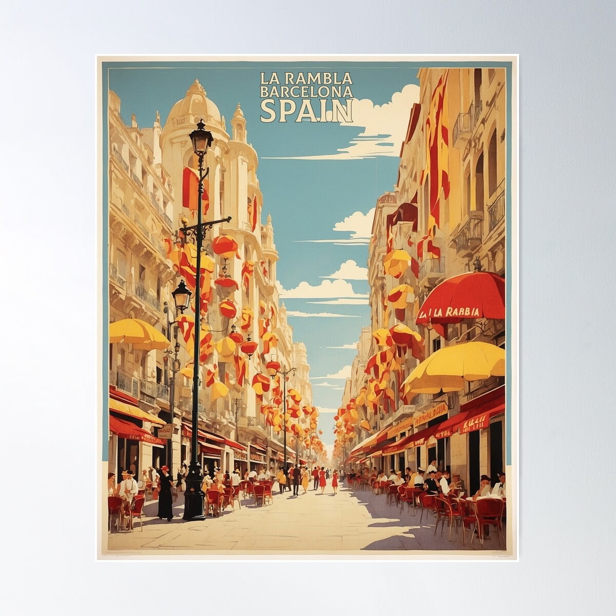 La Rambla Barcelona Spain Tourism Vintage Poster 3 Poster Wall Art ...