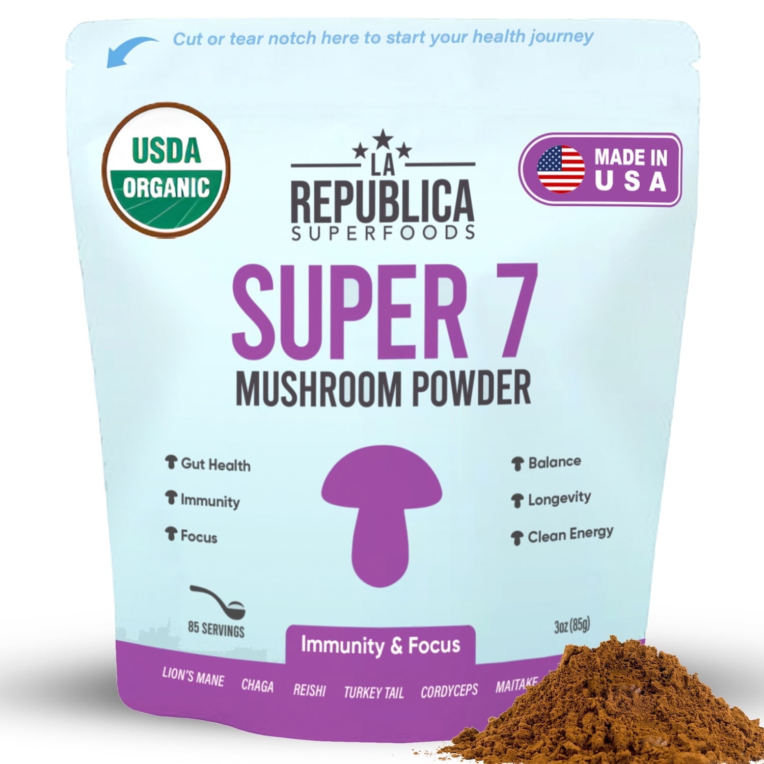 La Republica, Super Mushrooms Powder, 3 oz, Whole Fruit Body - Walmart.com