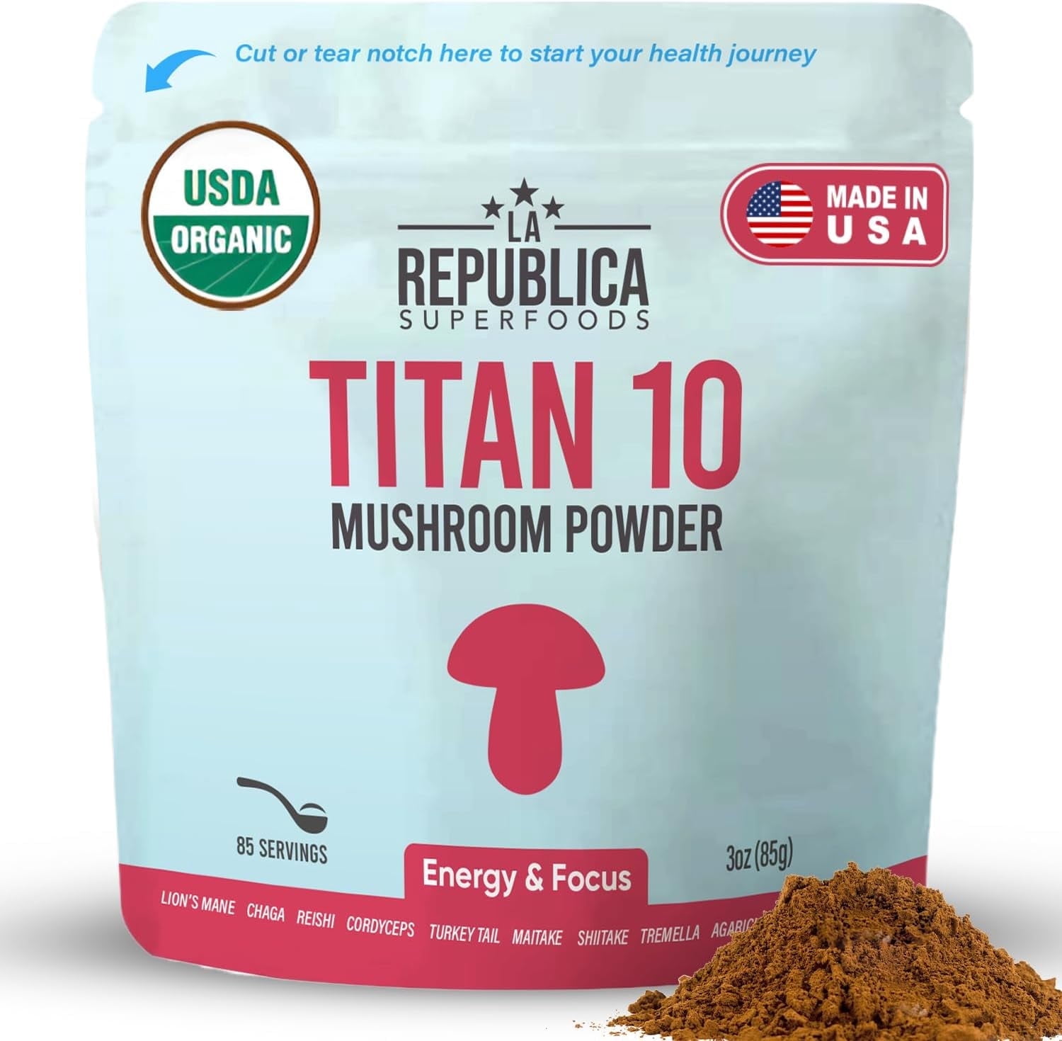 La Republica Titan 10 Mushroom Blend Powder – Organic Vegan Superfood ...