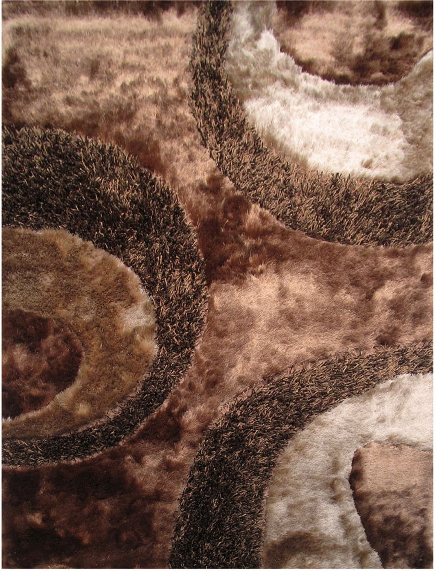 La Rugs Fantasy Shaggy Area Rug FA-10 Brown Curves Waves 5' x 7' 3 ...