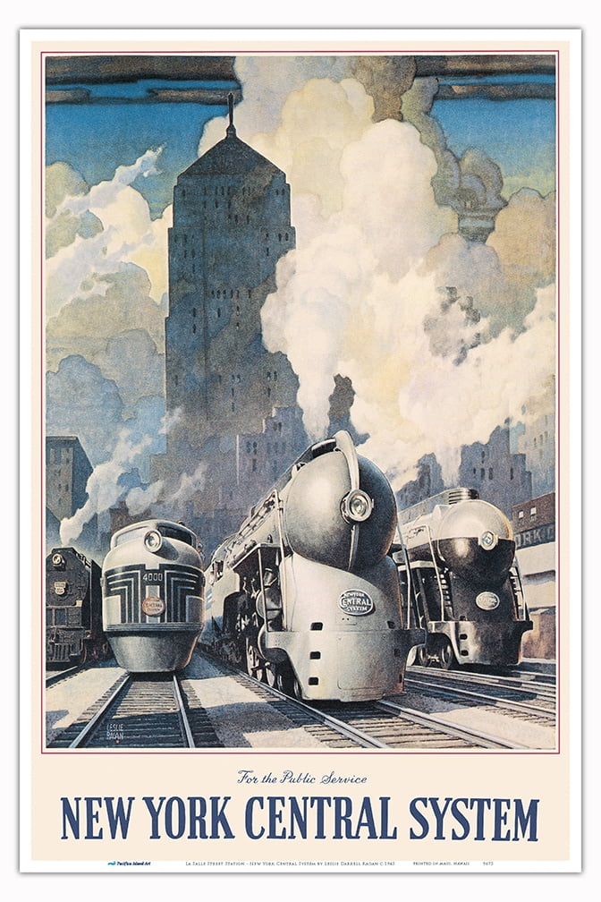 La Salle Street Station Chicago - New York Central System - Vintage Railroad Travel Poster by ...