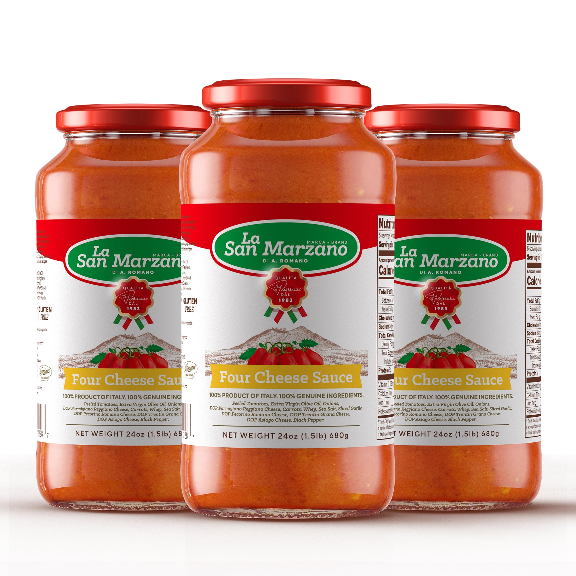 La San Marzano Four Cheese Pasta Sauce Made In Italy 24 oz Jar Gluten ...