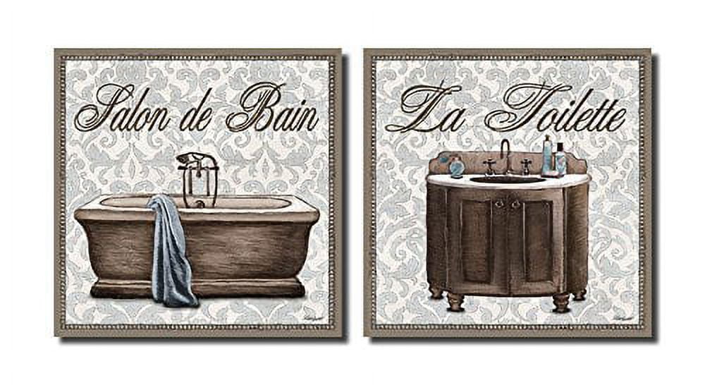 La Toilette Vintage Old Fashioned French Bathtub and Sink; Two 12X12 ...