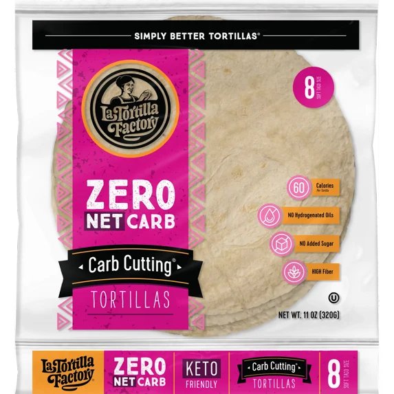 La Tortilla Factory Low Carb, High Fiber, Zero Net Carb Flour Tortillas ...