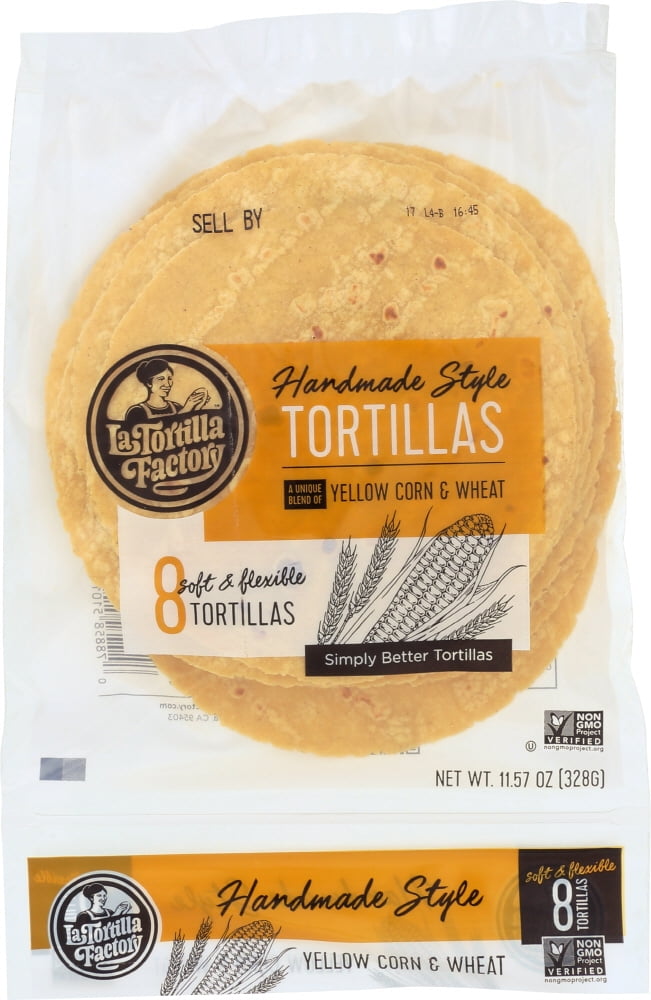 La Tortilla Factory Handmade Style Yellow Corn & Wheat Tortillas, Soft ...