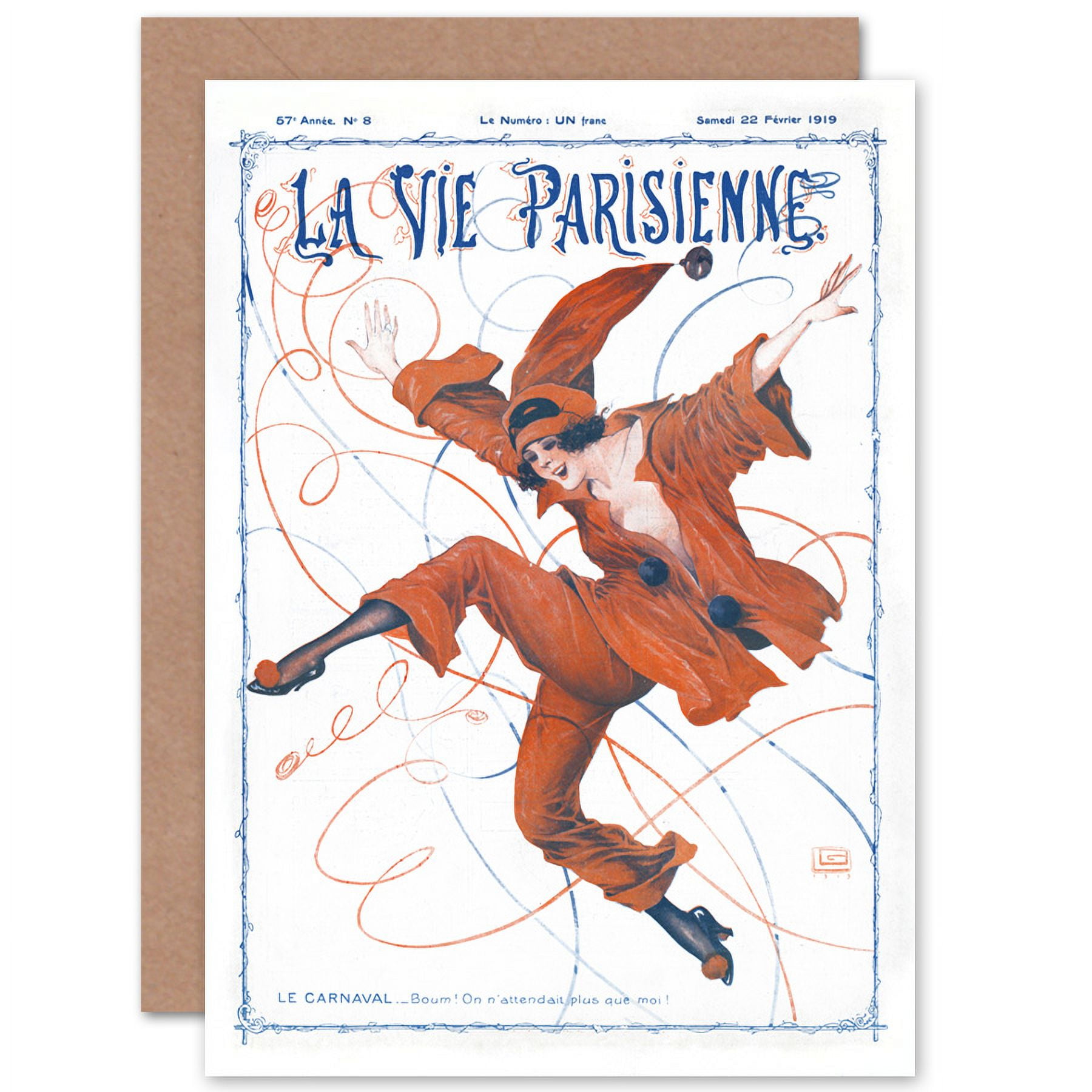 La Vie Parisienne Carnival Clown Magazine Cover Greetings Card Plus ...