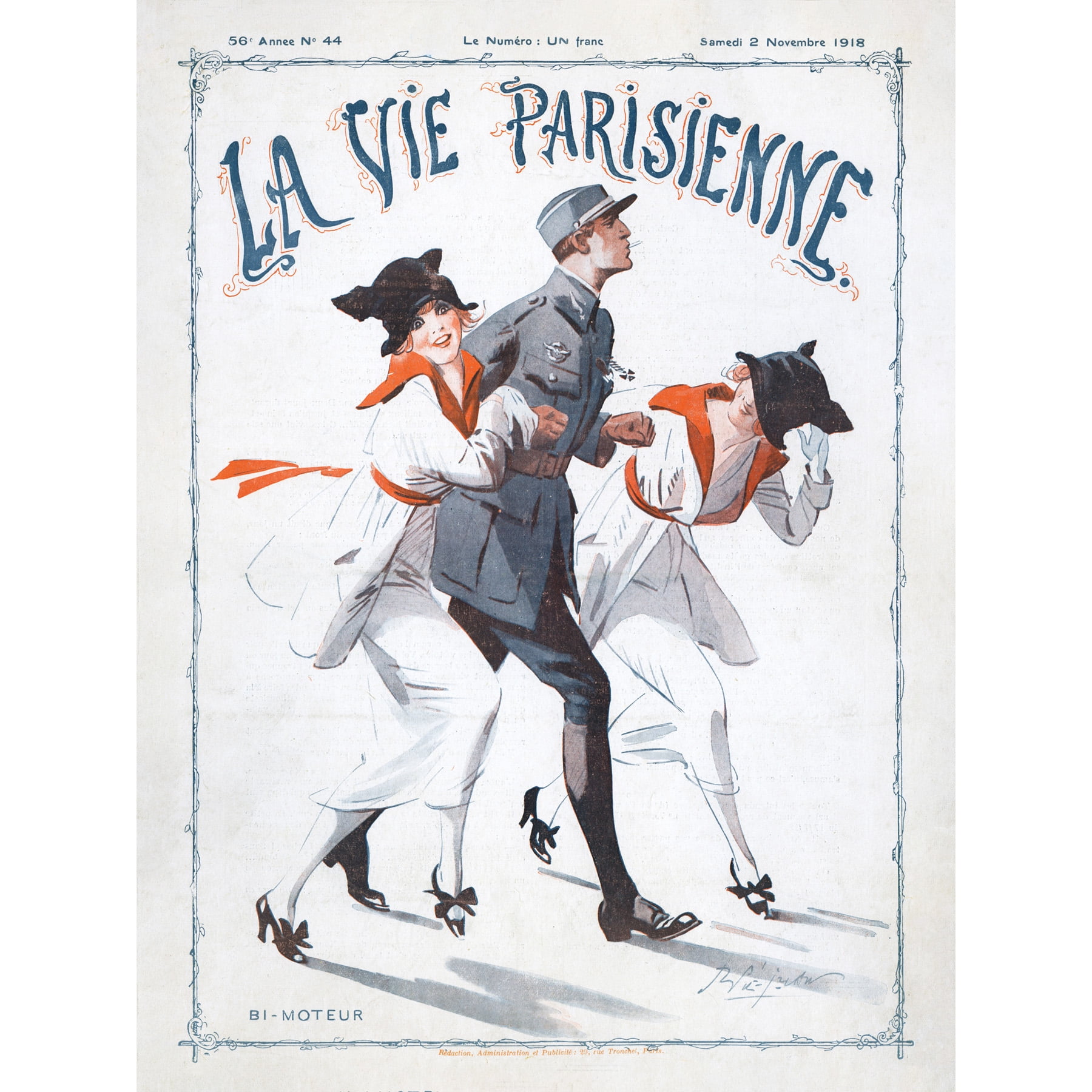 La Vie Parisienne Vintage French Soldier Two Women WW1 Magazine Cover ...