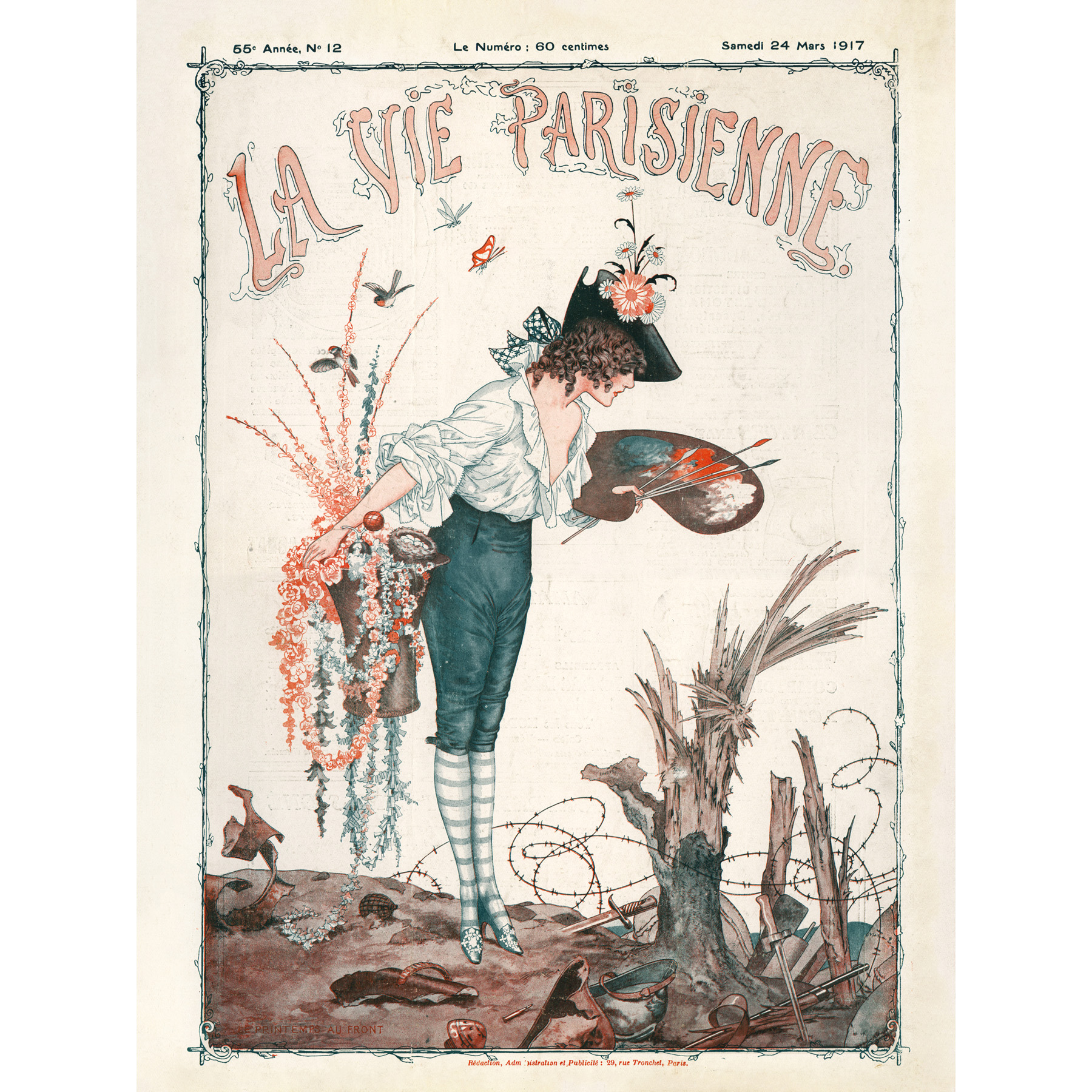 La Vie Parisienne Vintage French Spring 1917 WW1 Trench Magazine Cover ...