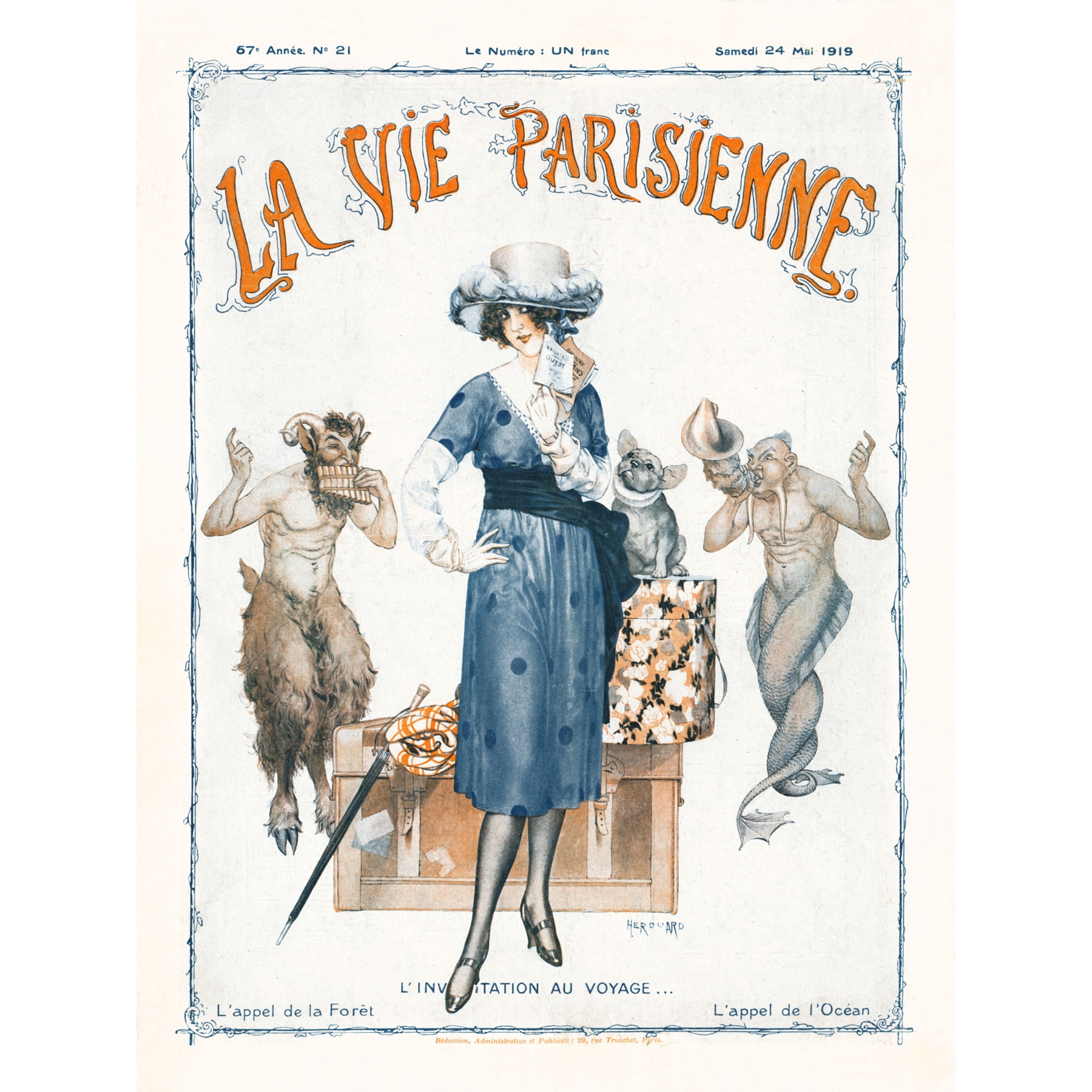 La Vie Parisienne Vintage French Travel Forest or Ocean Magazine Cover ...