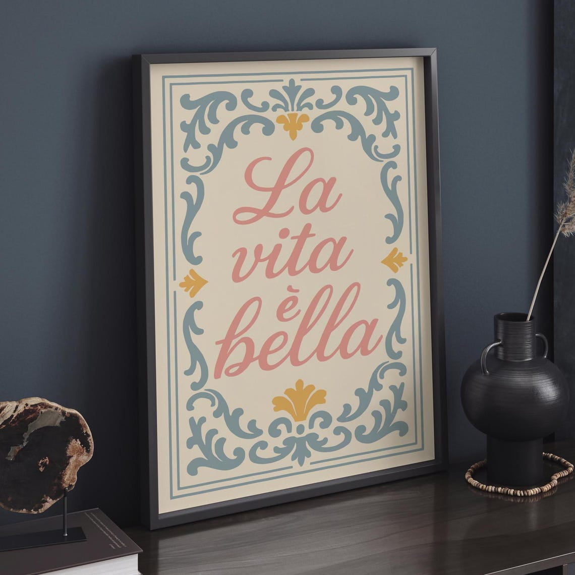 La Vita E Bella Quote Poster Italian Art, Unframed Canvas 24x36in ...