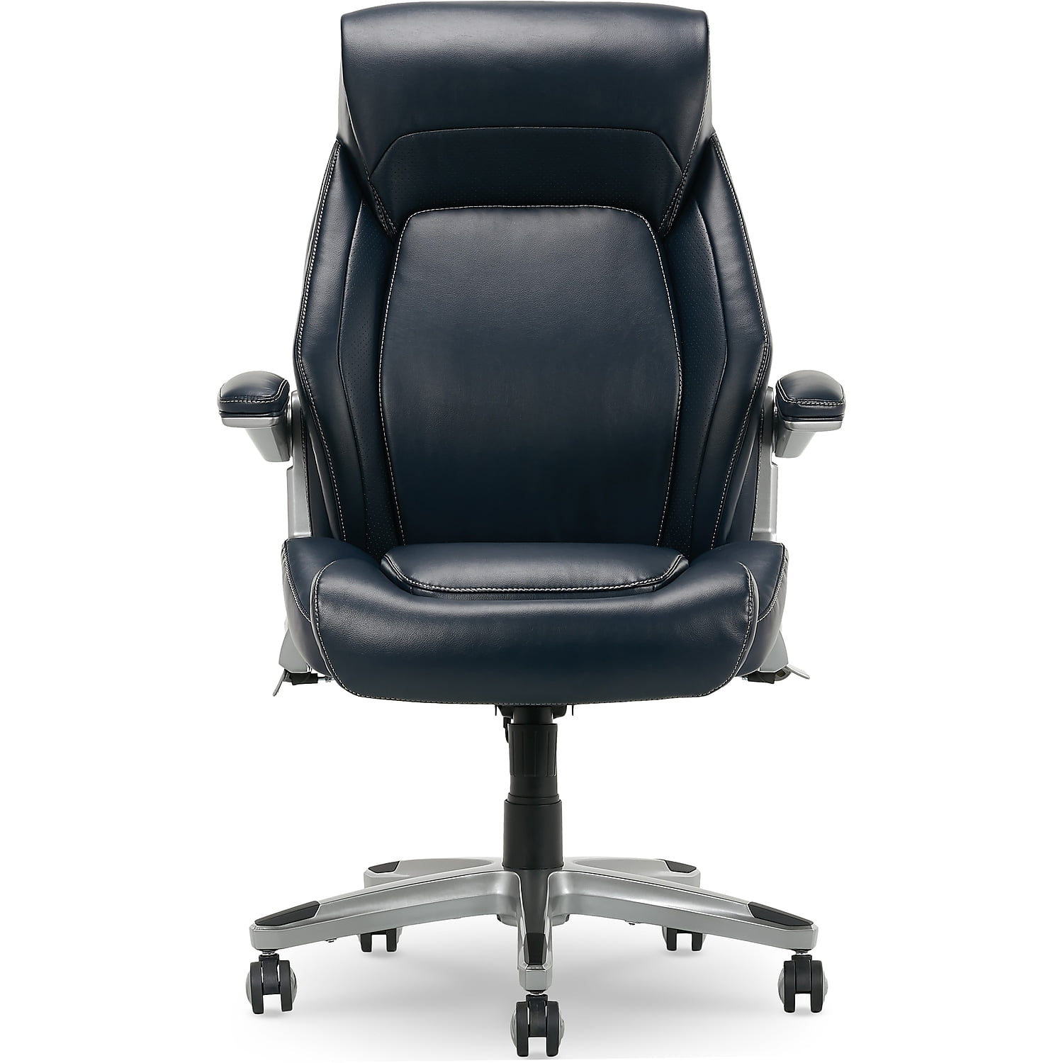 La-Z-Boy Meyer Ergonomic Bonded Leather Swivel Executive Chair Navy ...