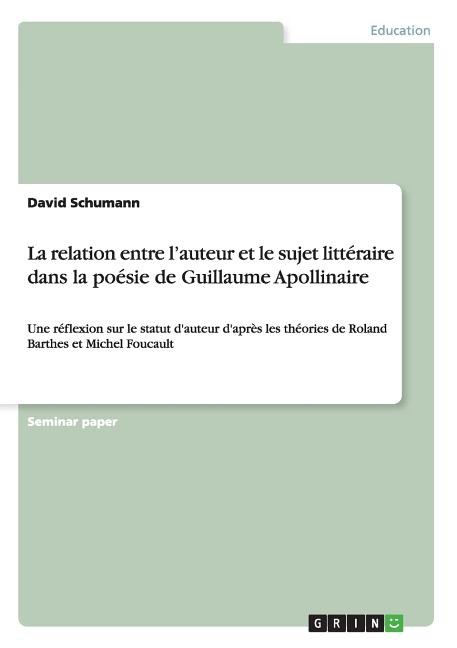 La relation entre l'auteur et le sujet littéraire dans la poésie de ...