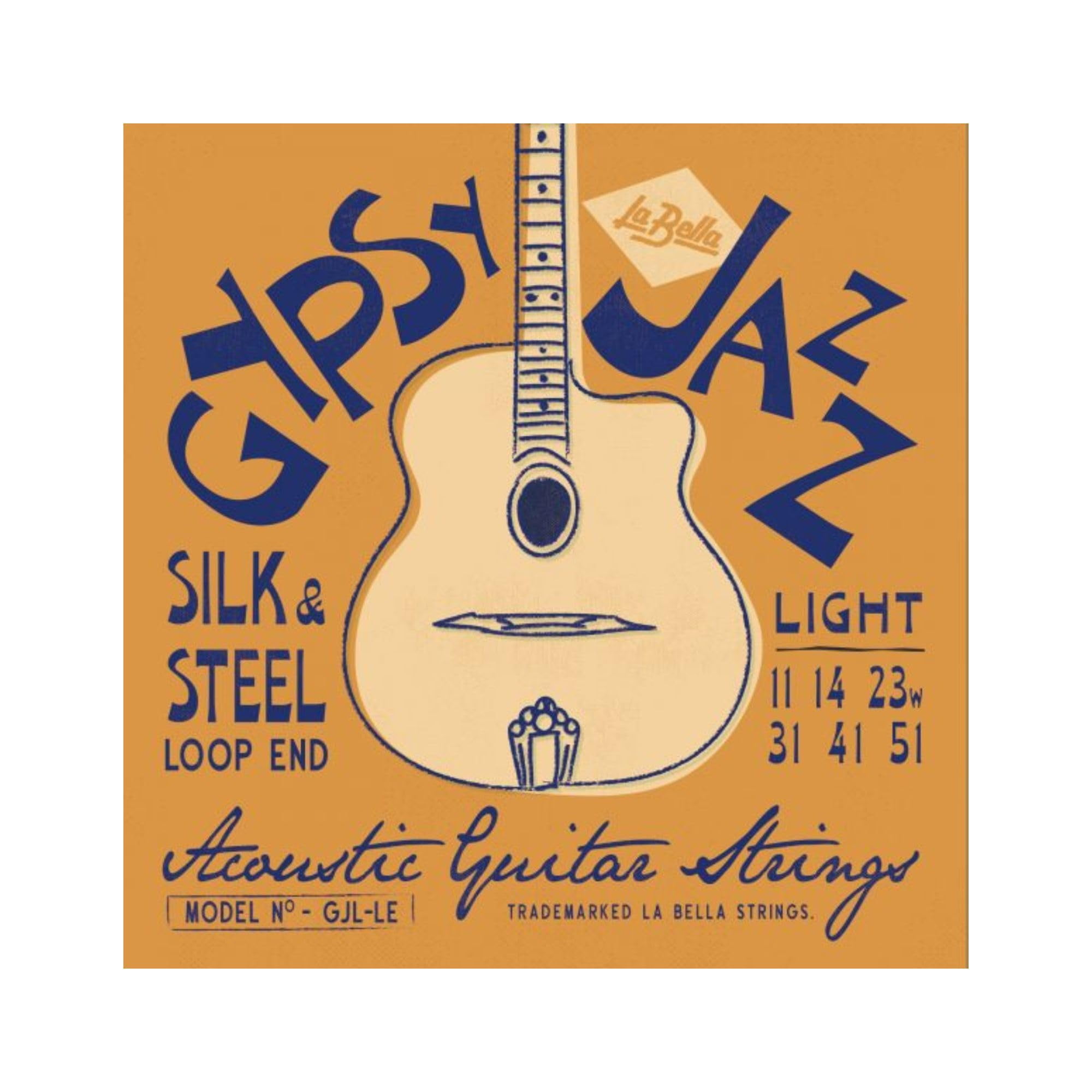 LaBella GJL-LE Gypsy Jazz Silk & Steel, Light-Loop End Acoustic Guitar ...