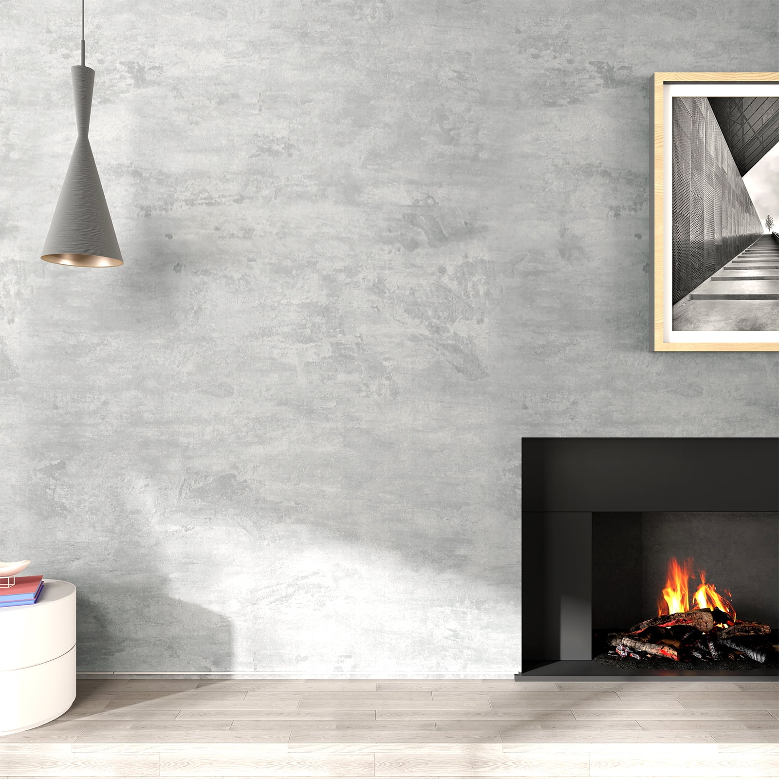 LaCheery White Distressed Concrete Wallpaper 36"x160" Grey Peel and ...