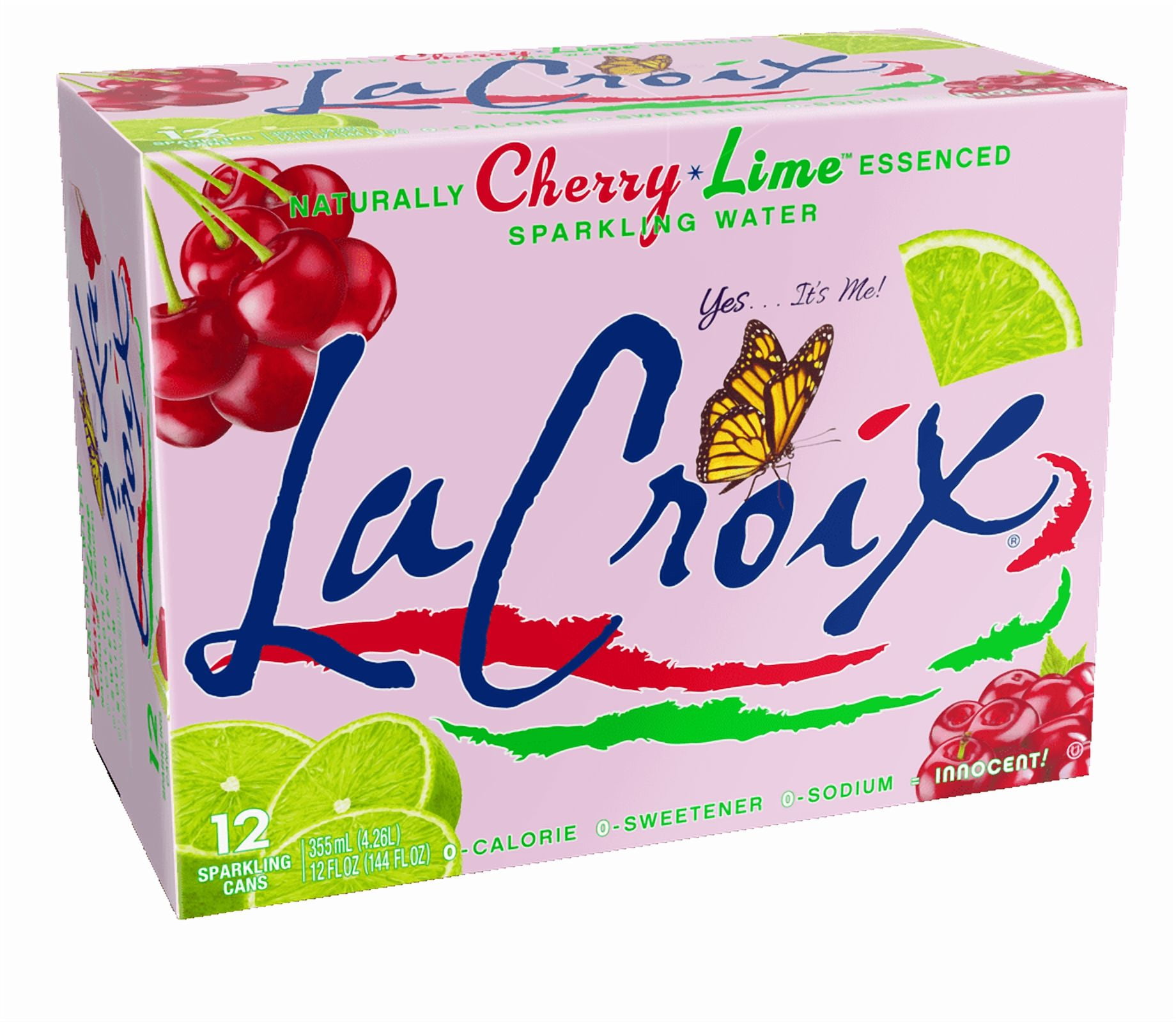 LaCroix Cherry Lime, Sparkling Water, 2 / 12 Pack, 12 oz Cans - Walmart.com