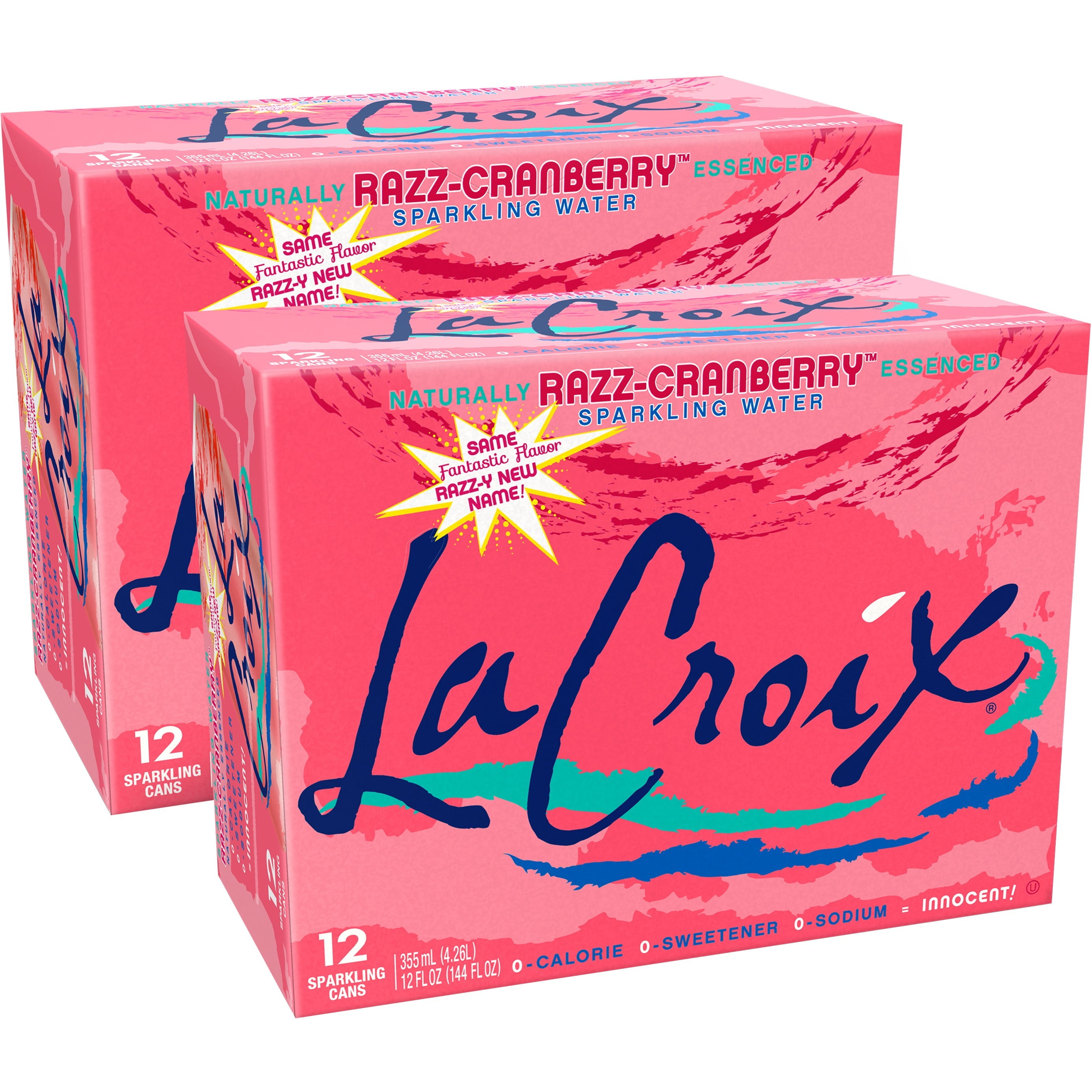 LaCroix Sparkling Water, Razz-Cranberry- 2/12 packs 12 oz - Walmart ...