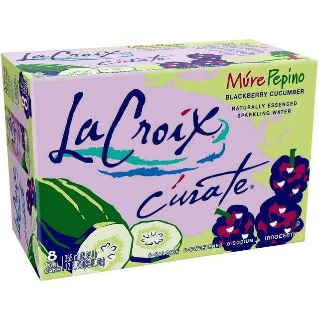 LaCroix Natural Sparkling Water, Curate Mure Pepino (Blackberry Cucumber) - 8pk/12 fl oz Case ...