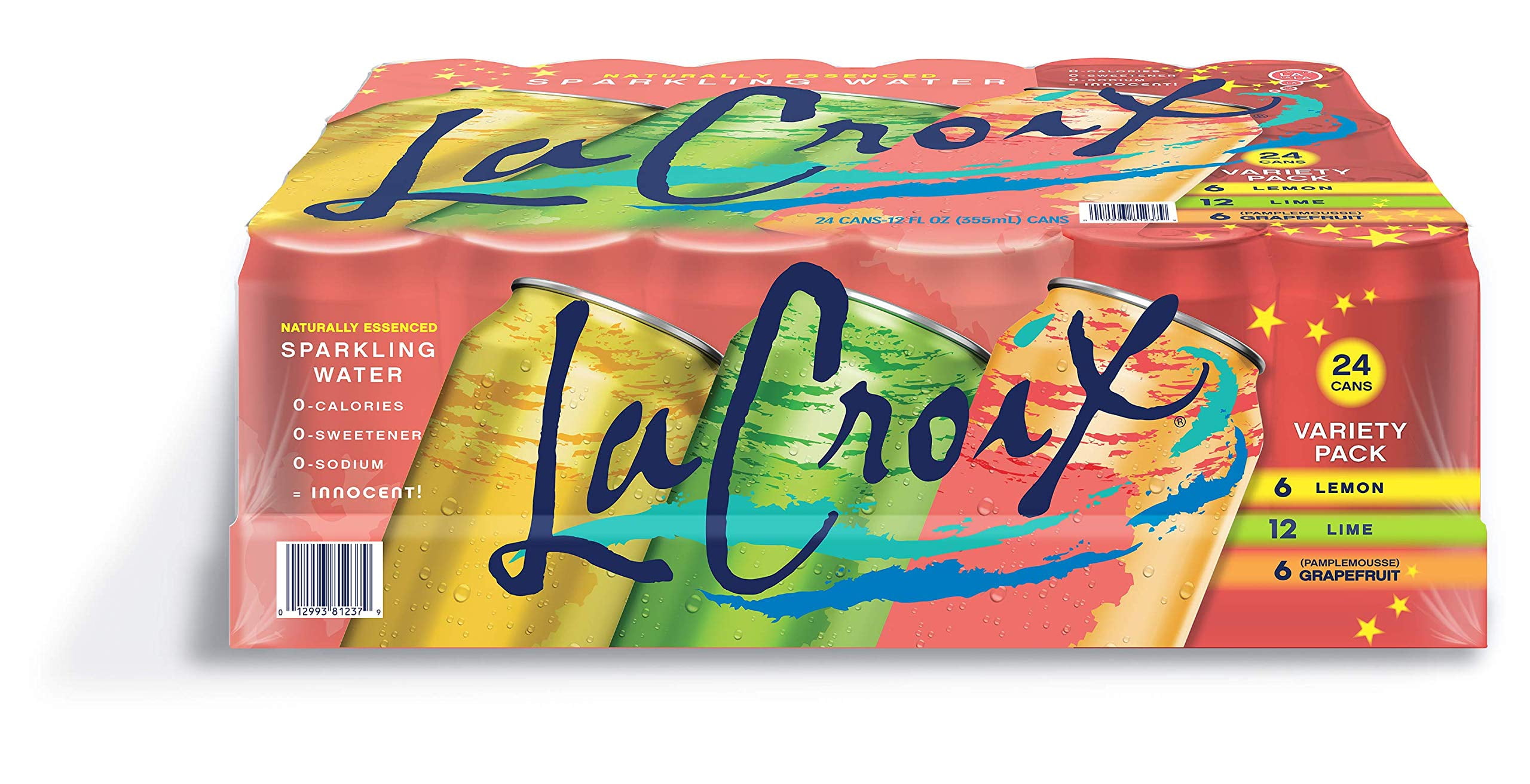 Byu LaCroix Sparkling Water Variety Pack, Lime, Lemon, Grapefruit, 12oz Cans, 24 Pack - Walmart.com