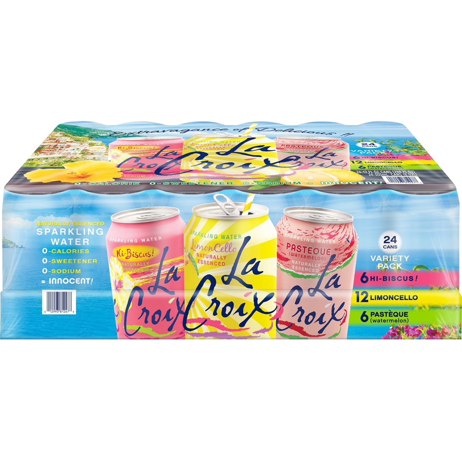 LaCroix Vegan & Gluten-Free Sparkling Water - LimonCello, Hi-Biscus, Pastèque Variety Pack ...