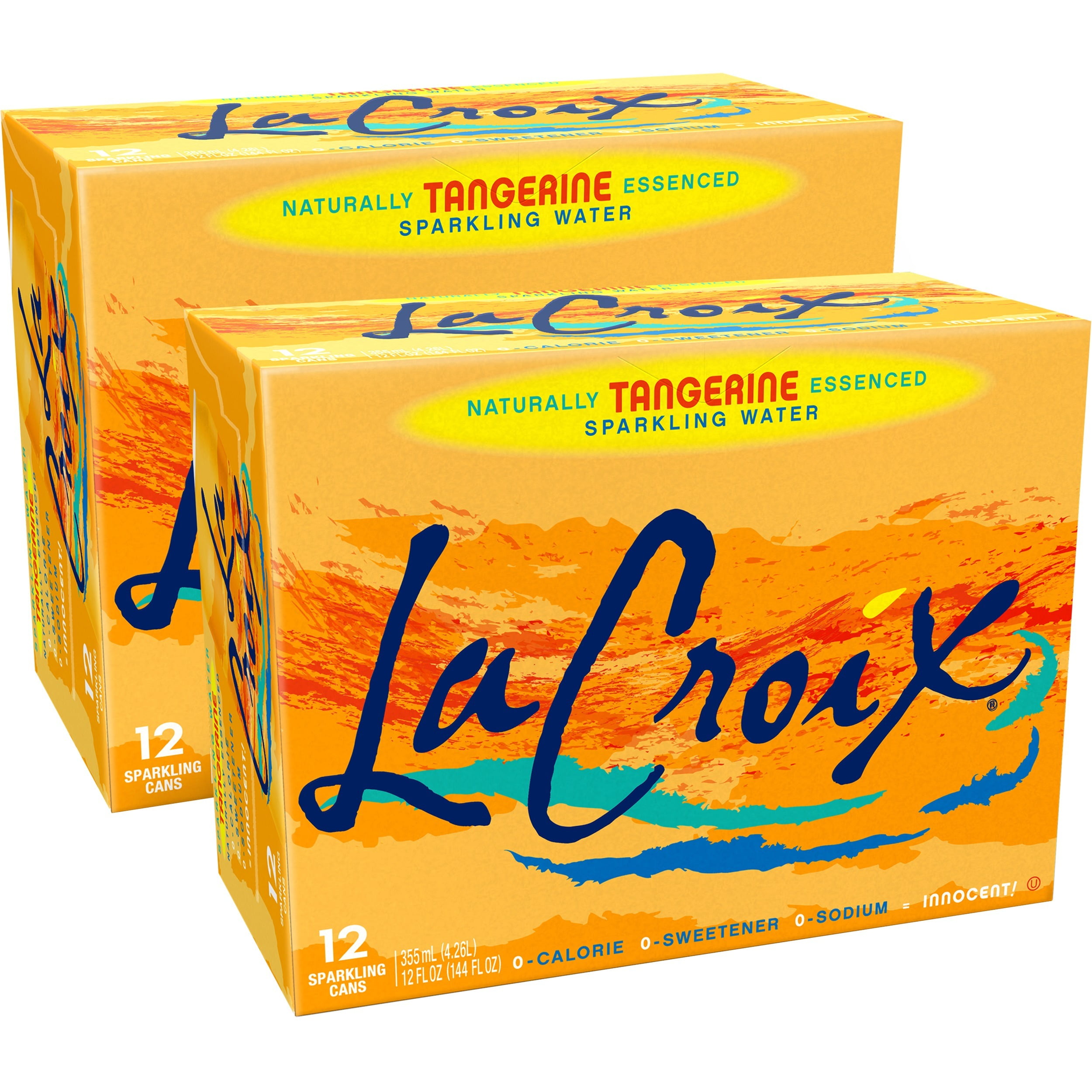 LaCroix Tangerine Sparkling Water, 2 Packs of 12 Cans - 12 oz Each, 0 Calories, Non-GMO ...