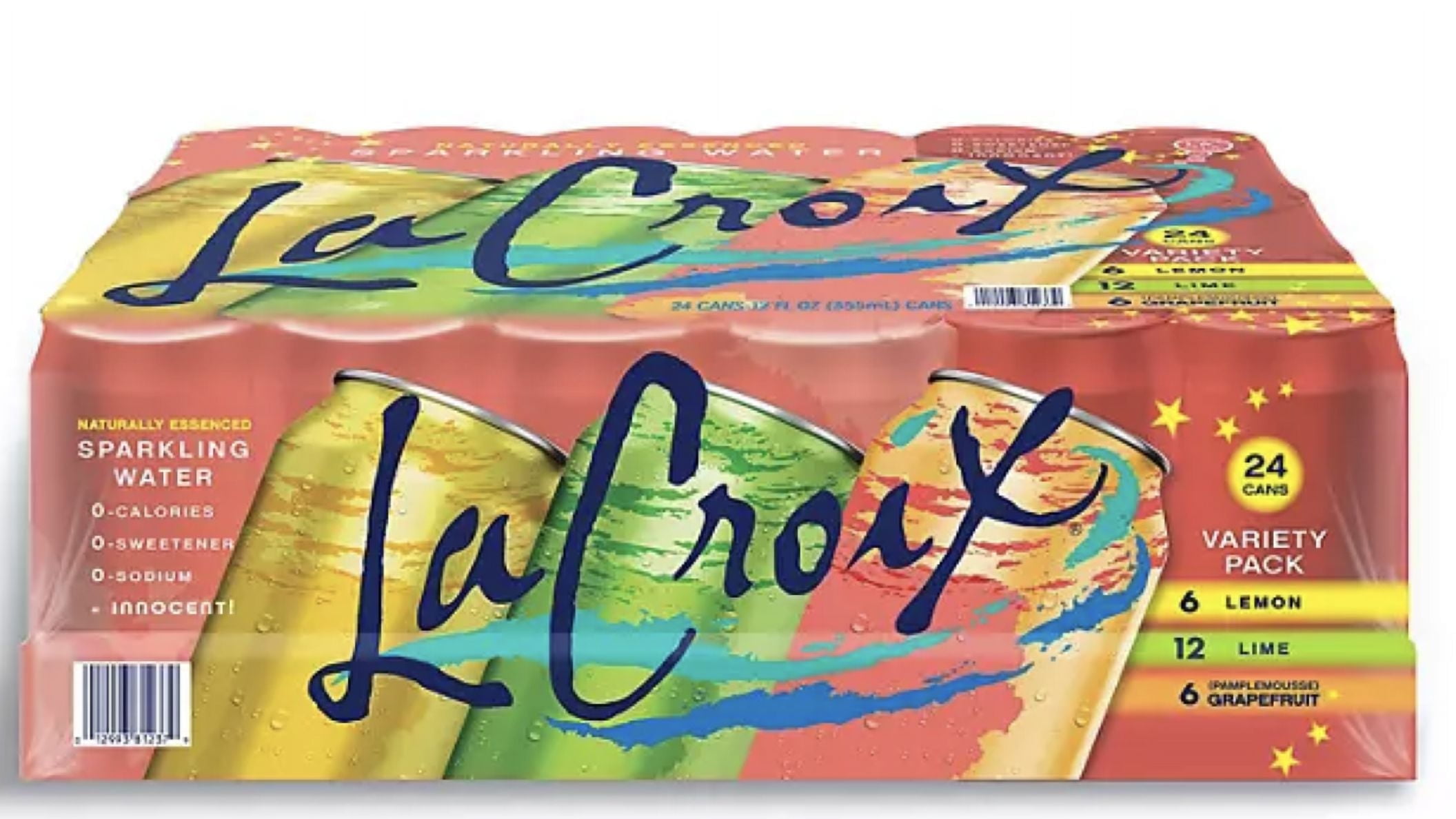 LaCroix Sparkling Water Variety Pack, 12 fl. oz., 24 Cans, Lime, Lemon ...