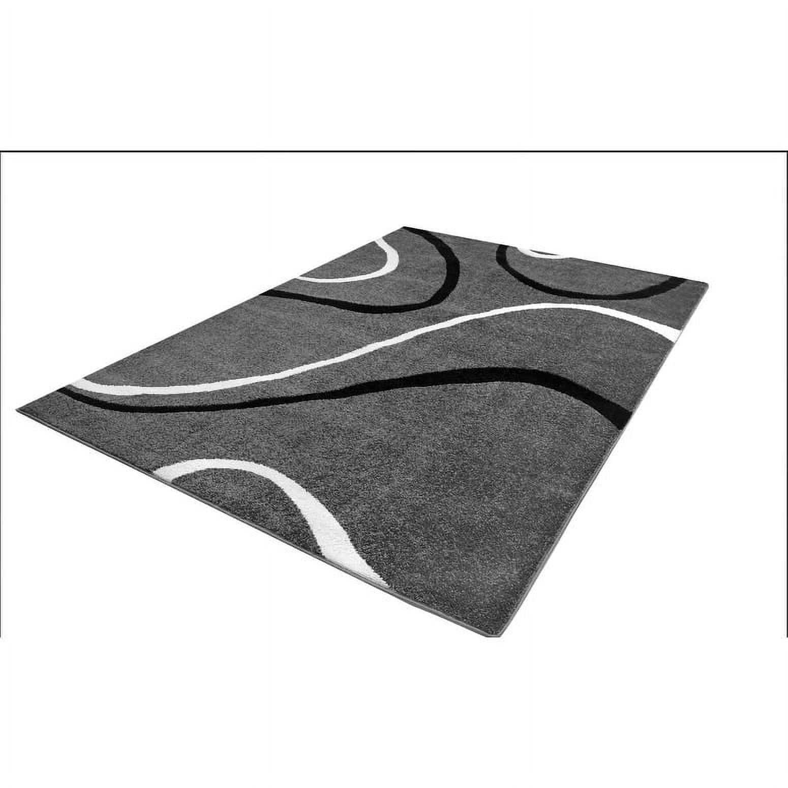 LaDole Rugs Durable Spiral Style Area Rug Grey Black White Grey Black ...