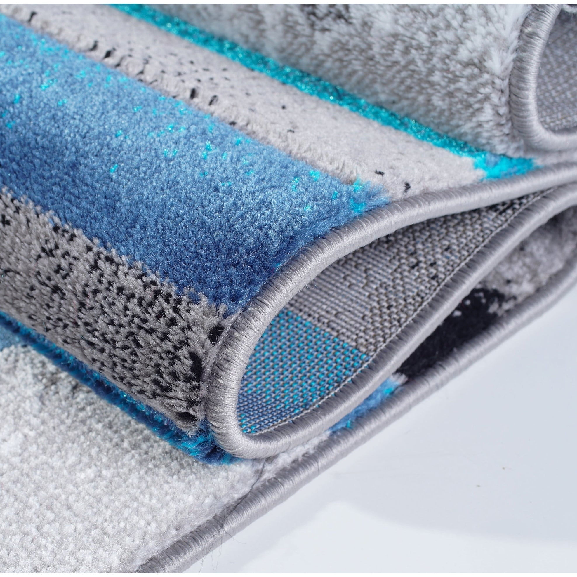 LaDole Rugs Modern Geometric Abstract Multicolor Area Rug Black/Blue ...