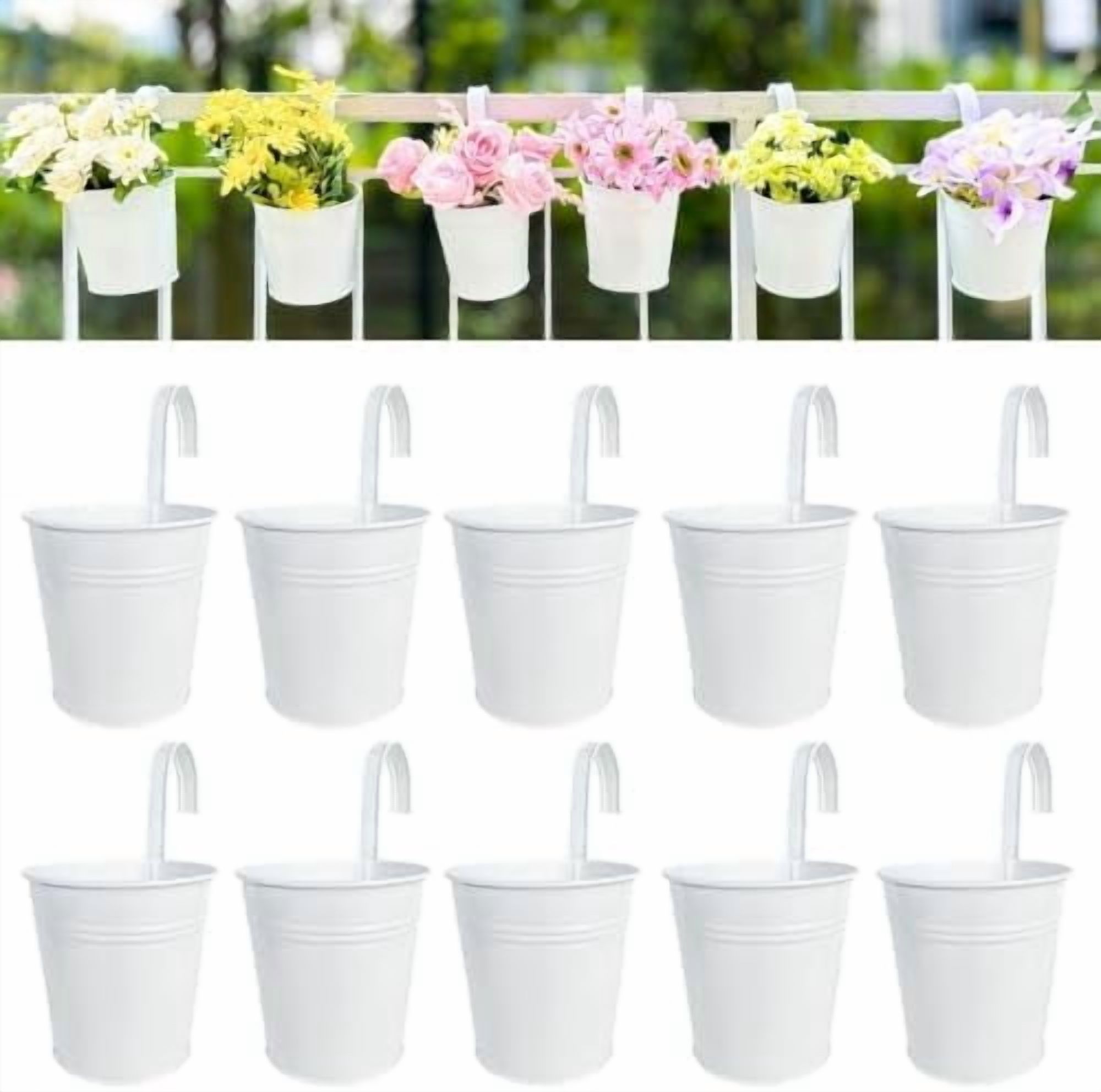 LaLaGreen Hanging Planters - 10 Pack, 4 Inch Balcony Railing Hanging ...